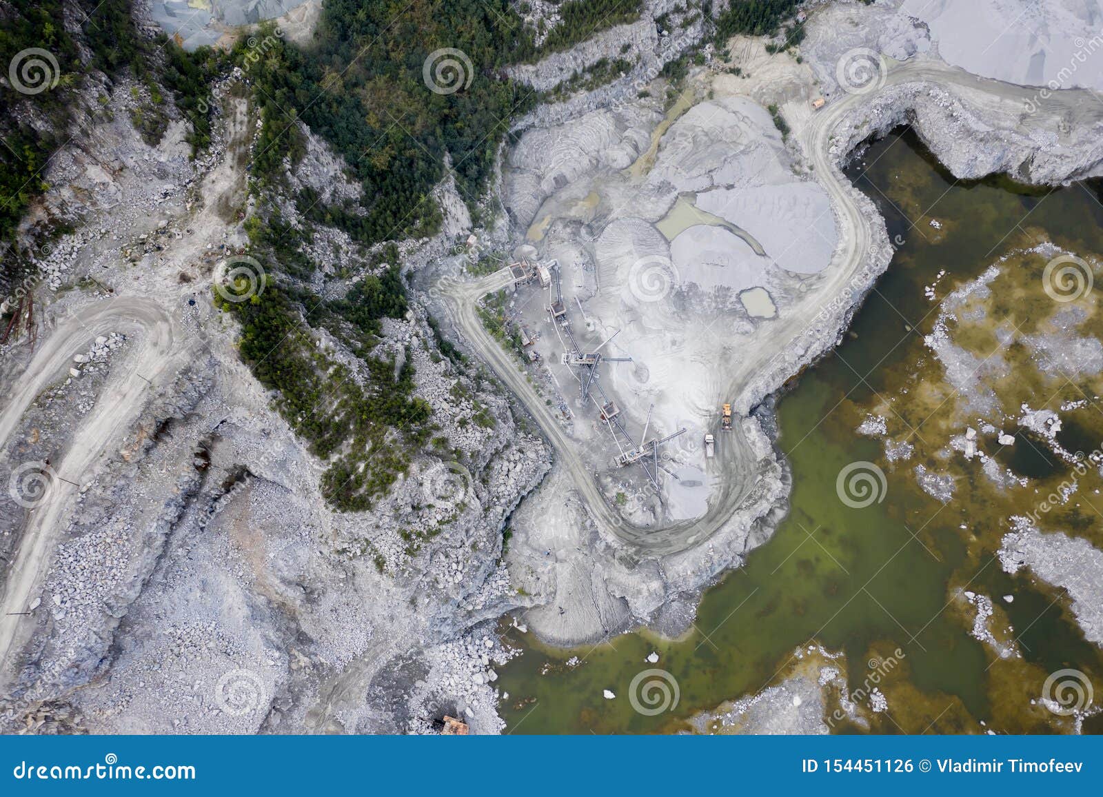 Huge Open-pit Granite Quarry, View from Drone, Cloudy Day Stock Photo ...