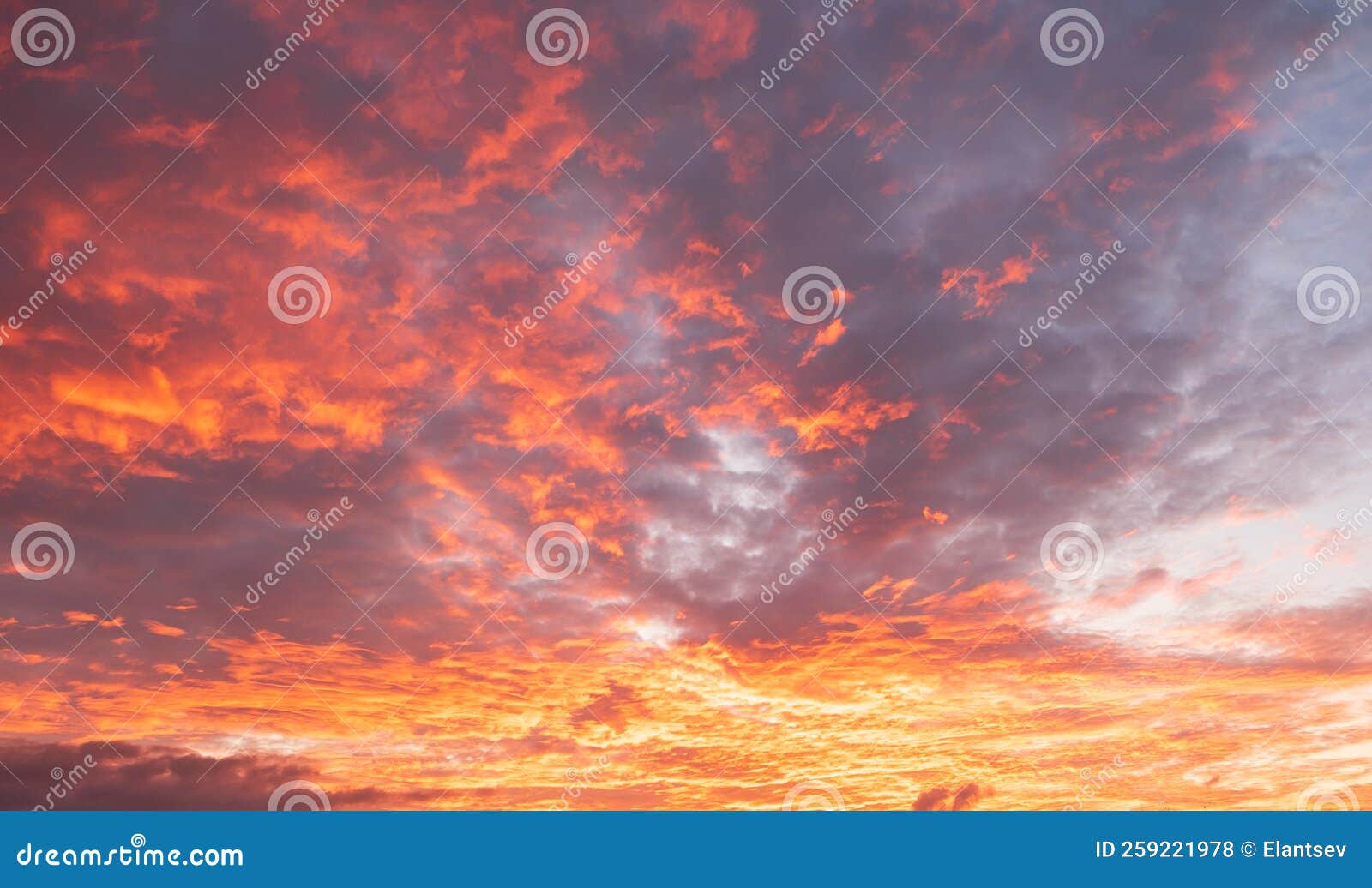 Huge Panoramic View of Sunset Sunrise Sundown Sky with Colorful Clouds ...