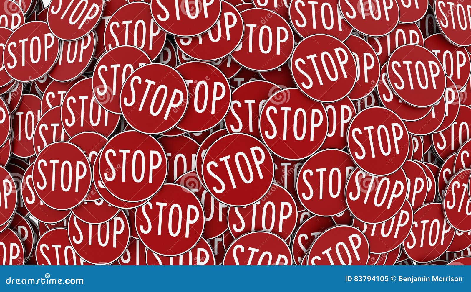 Huge Pile of Aligned Circular Red Stop Signs Stock Illustration ...