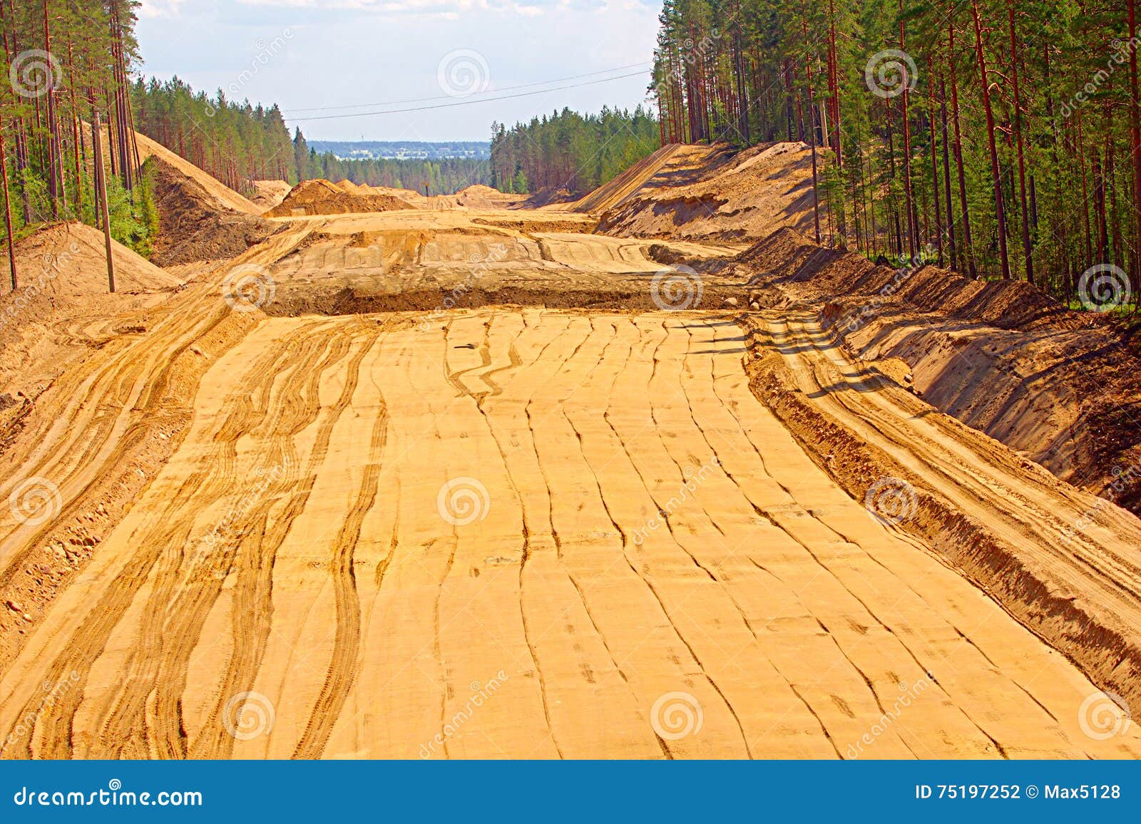 Huge Pile of Sand for Road Construction Stock Photo - Image of mining ...