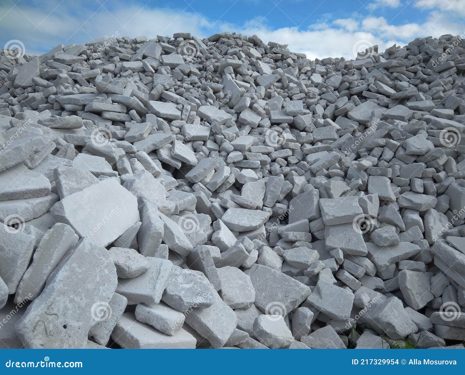 A Huge Pile of White Broken Bricks is Building Materials on the ...