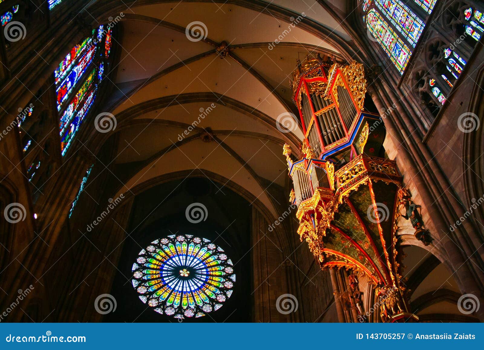 Huge Pipe Organ in a Cathedral Editorial Photography - Image of column ...
