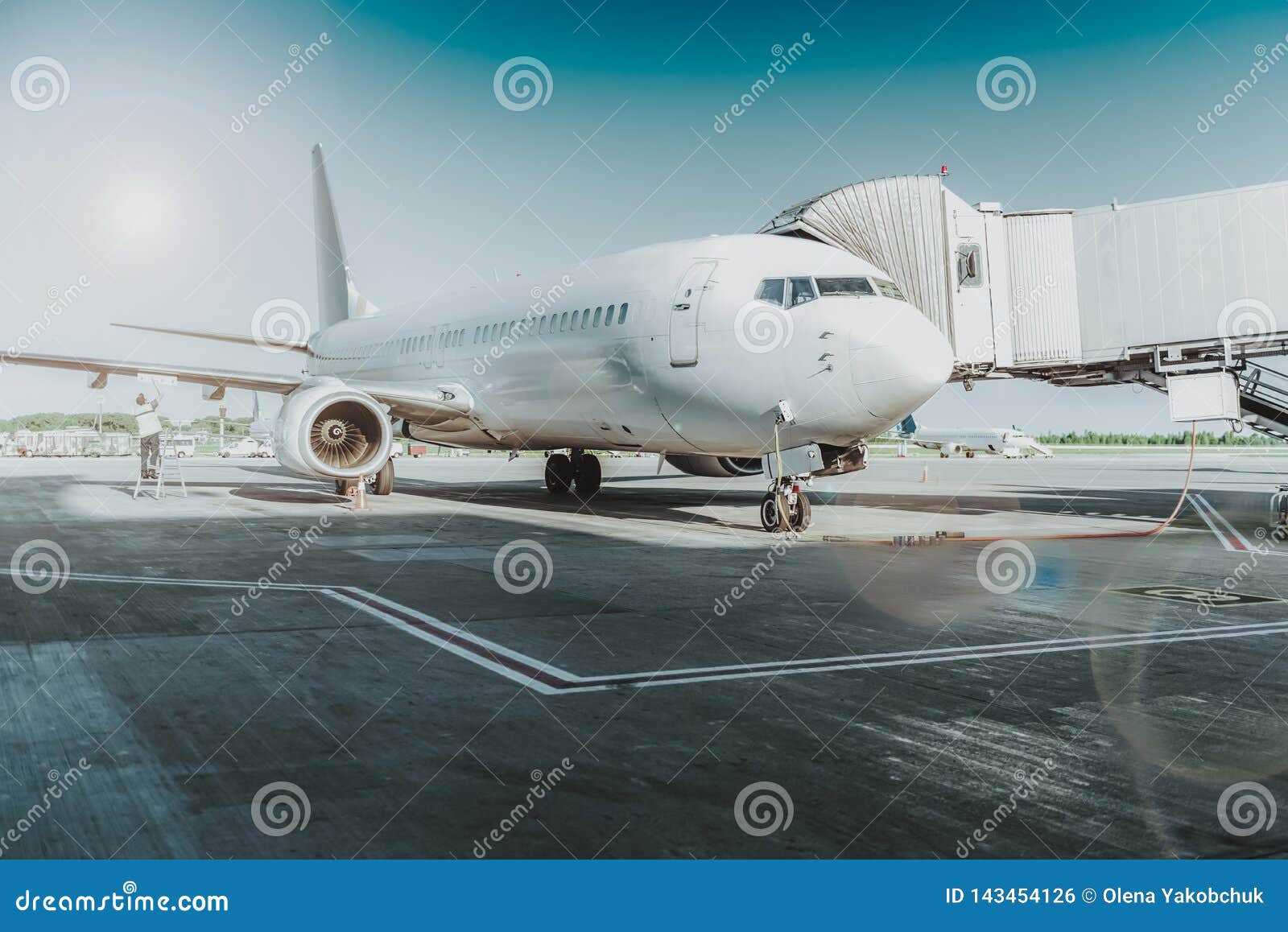 Huge Plane is Standing on the Runway Stock Photo - Image of cargo ...