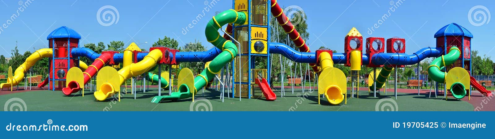 Huge Playground in the Park Stock Image - Image of facilities, game ...