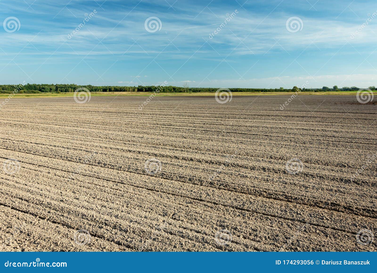 Huge Plowed Field, Horizon and Blue Sky, Rural View Stock Photo - Image ...