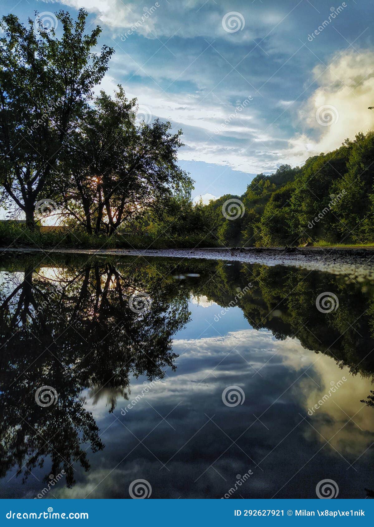 A Huge Puddle In Front Of The Gate On The Football Field. Unfinished ...