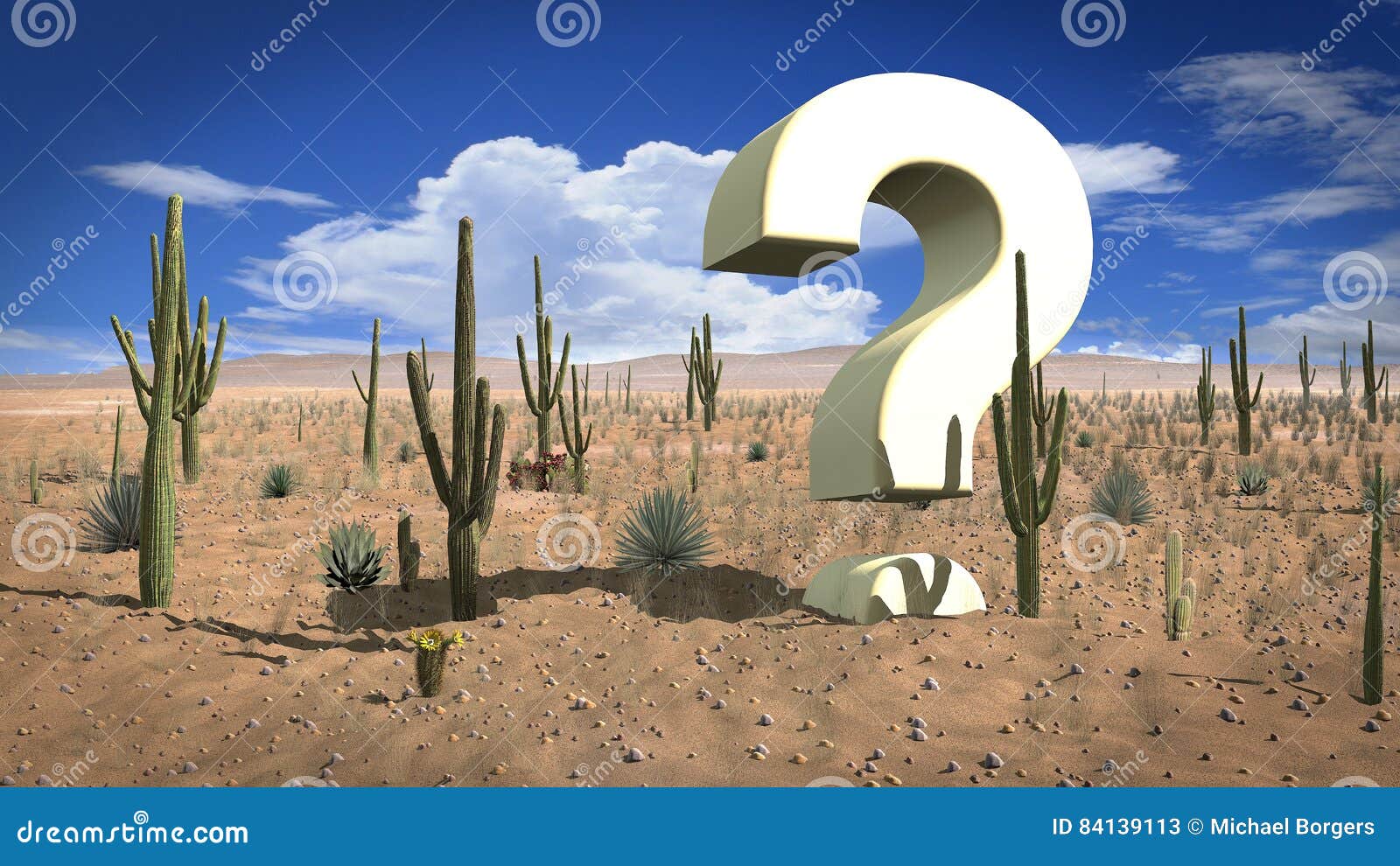 Huge Question Mark in the Hot Desert Stock Illustration - Illustration ...