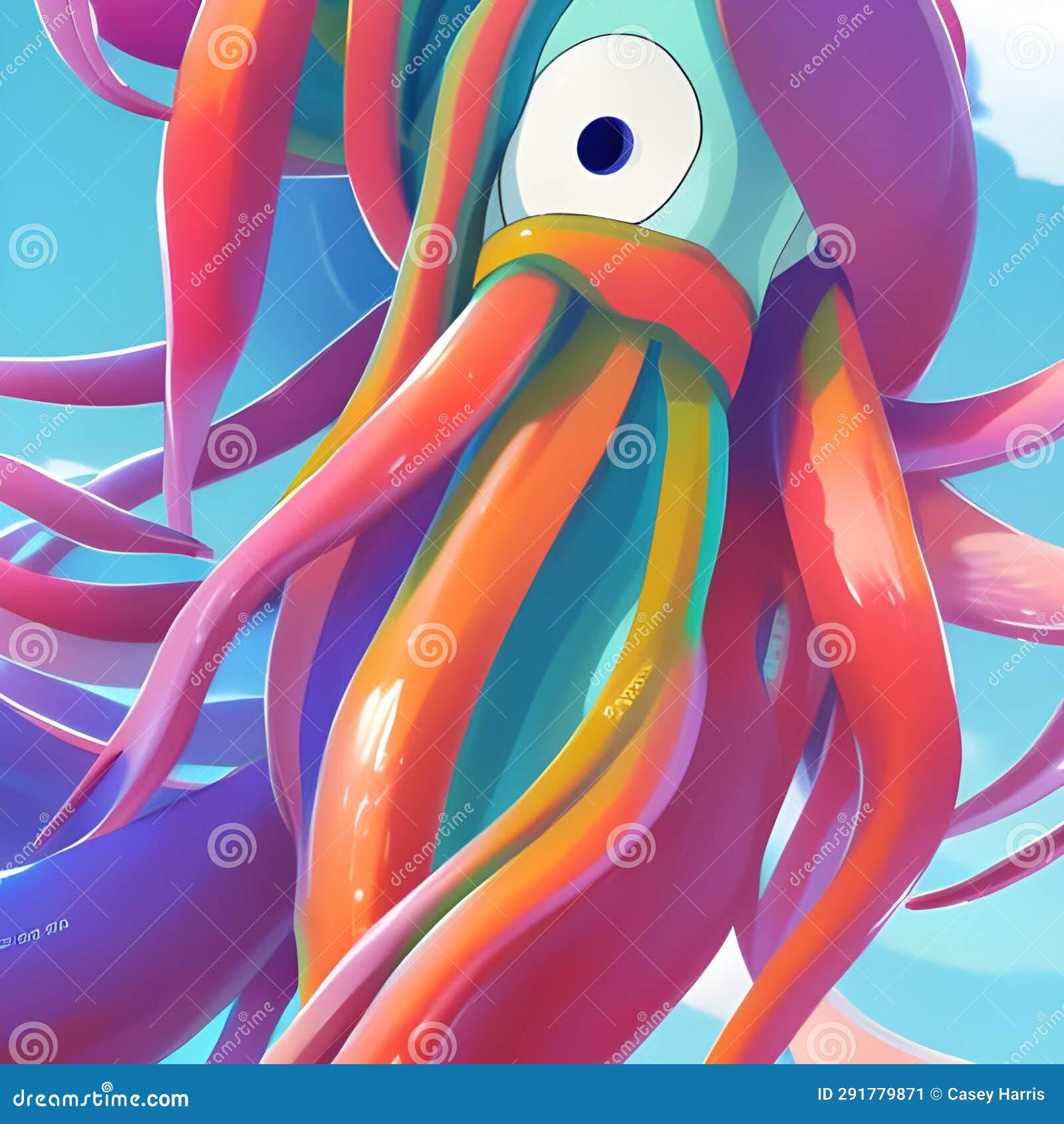 Huge rainbow Octopus stock illustration. Illustration of vivid - 291779871