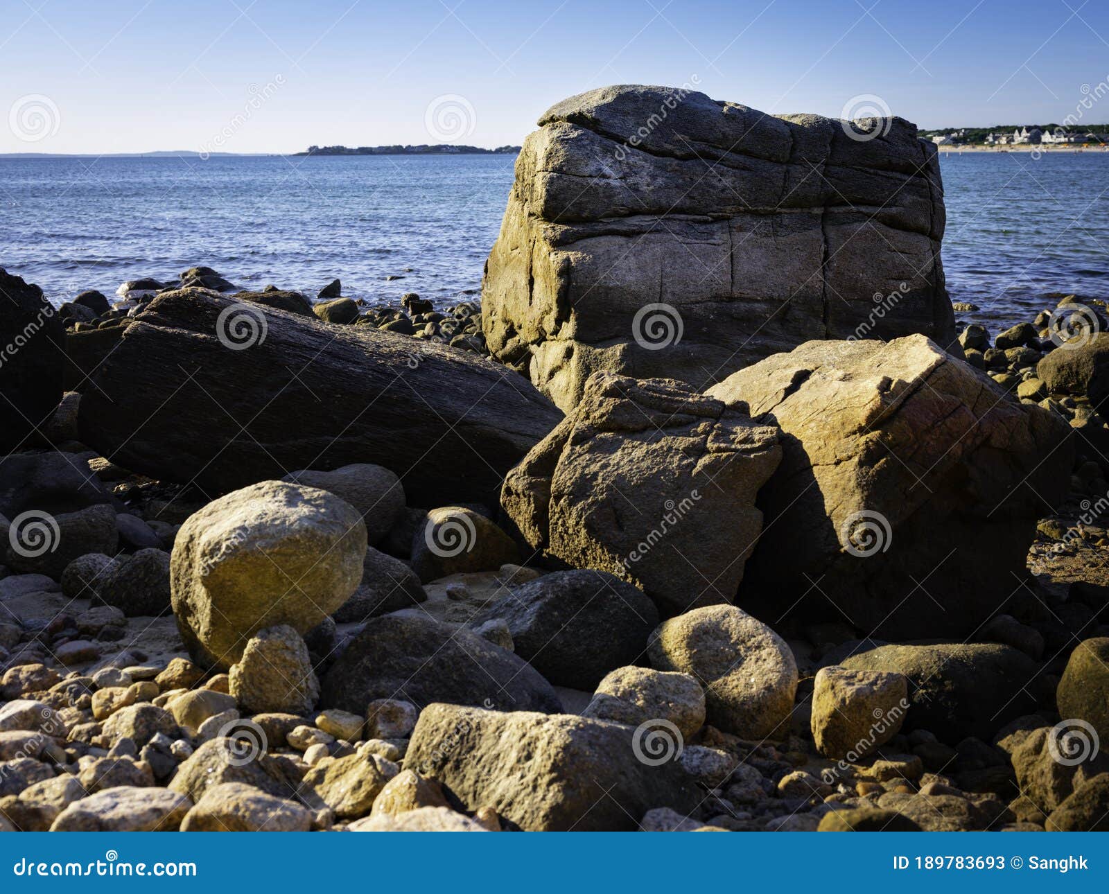 Huge Rectangular Rocks on the Beach on Cape Cod Island Stock Image ...