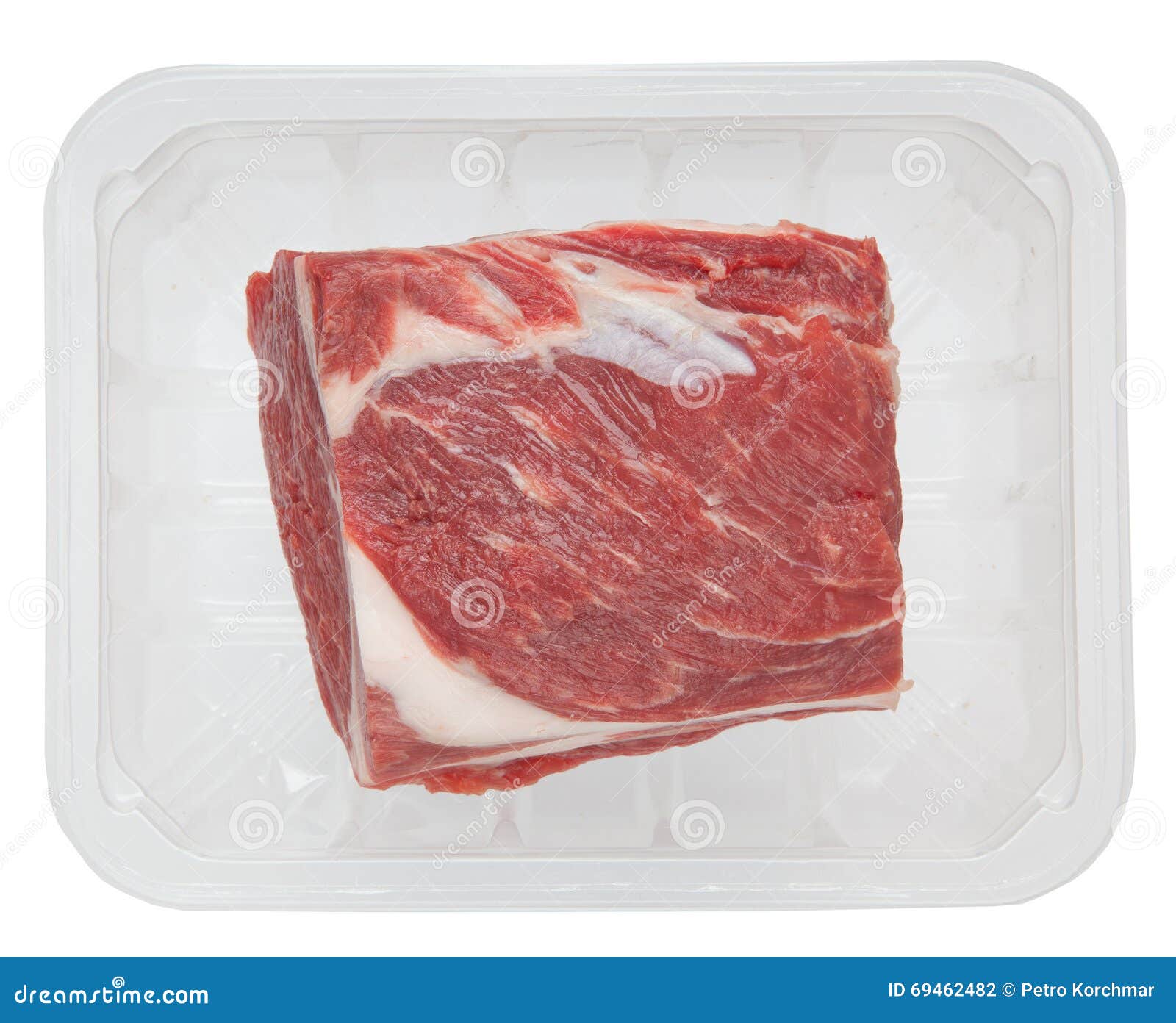 Huge Red Meat Chunk in Box Isolated Over White Background Stock Photo ...