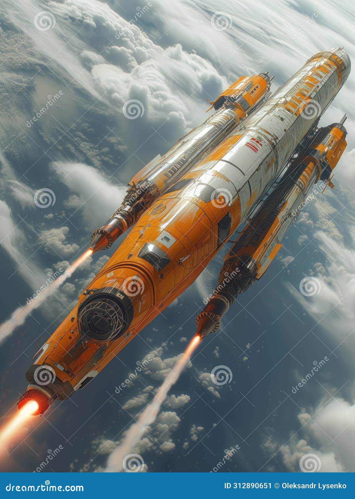 Huge Rocket Spaceship Orbiting Stock Illustration - Illustration of ...