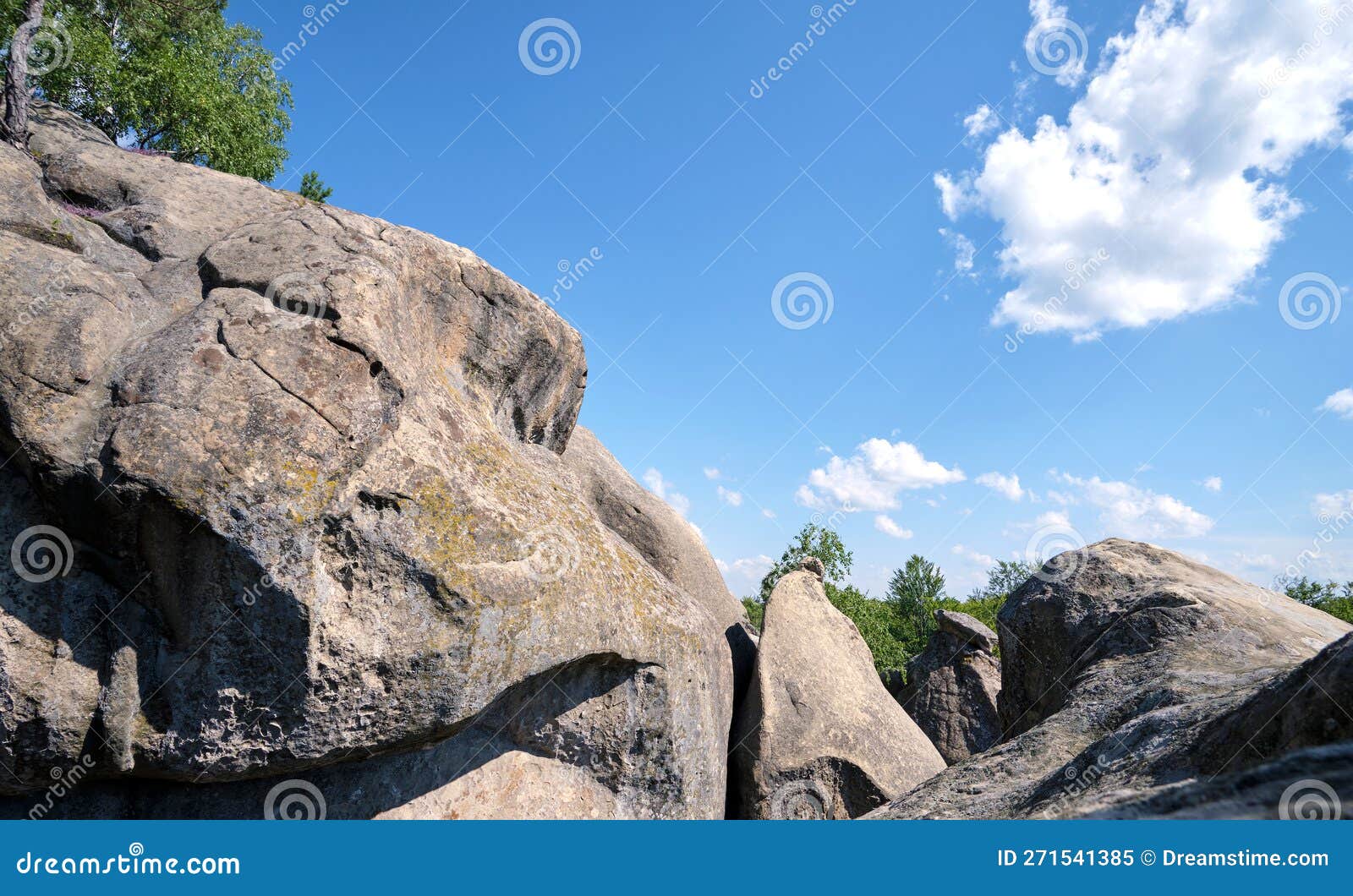 Huge Rocky Boulder Formations High in Mountains with Growing Trees on ...