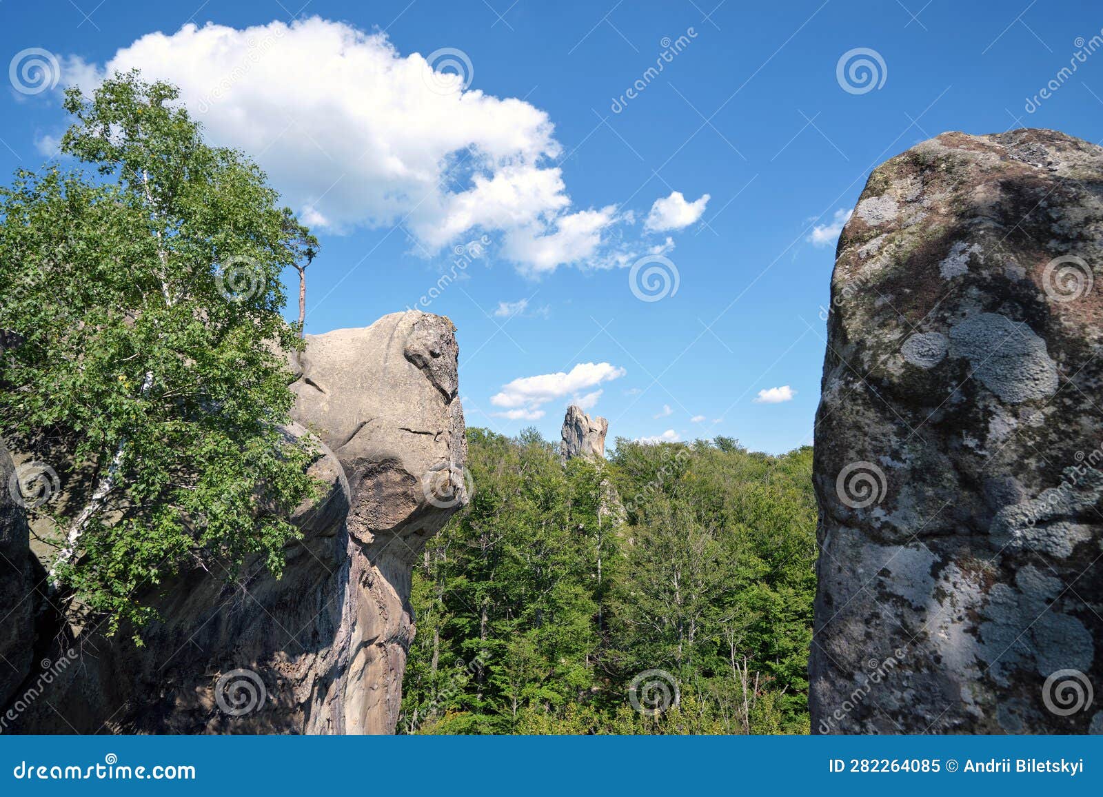 Huge Rocky Boulder Formations High in Mountains with Growing Trees on ...
