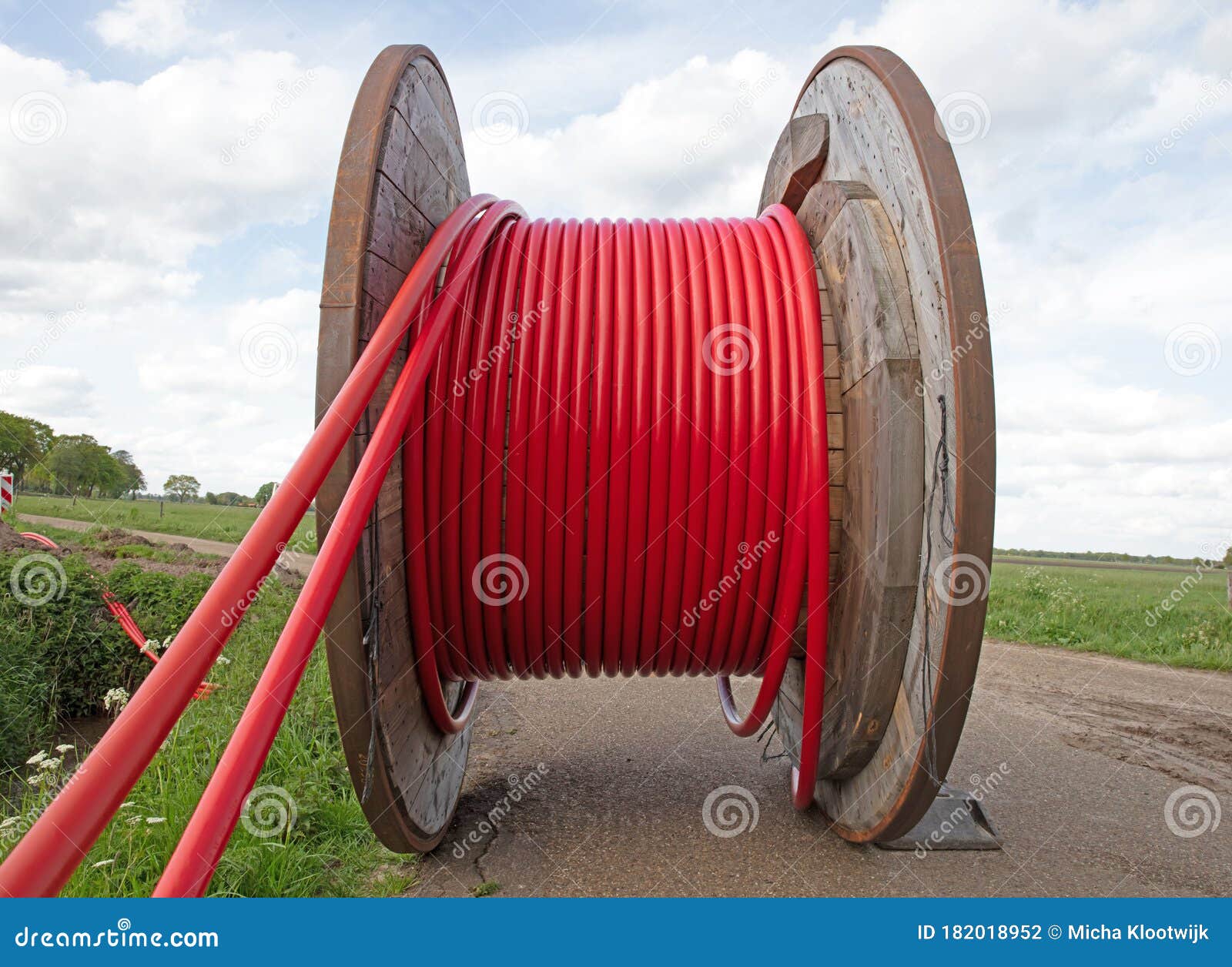 Huge Roll of Cable for Underground Cable Installation Stock Photo ...