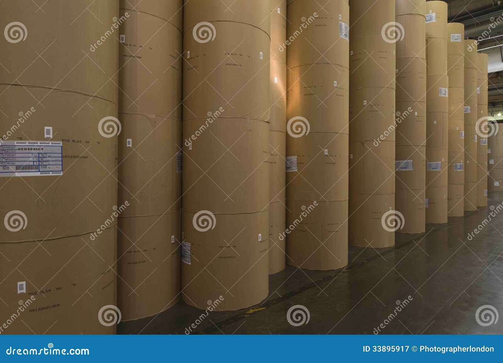 Huge Rolls of Paper in Newspaper Factory Stock Image - Image of roll ...