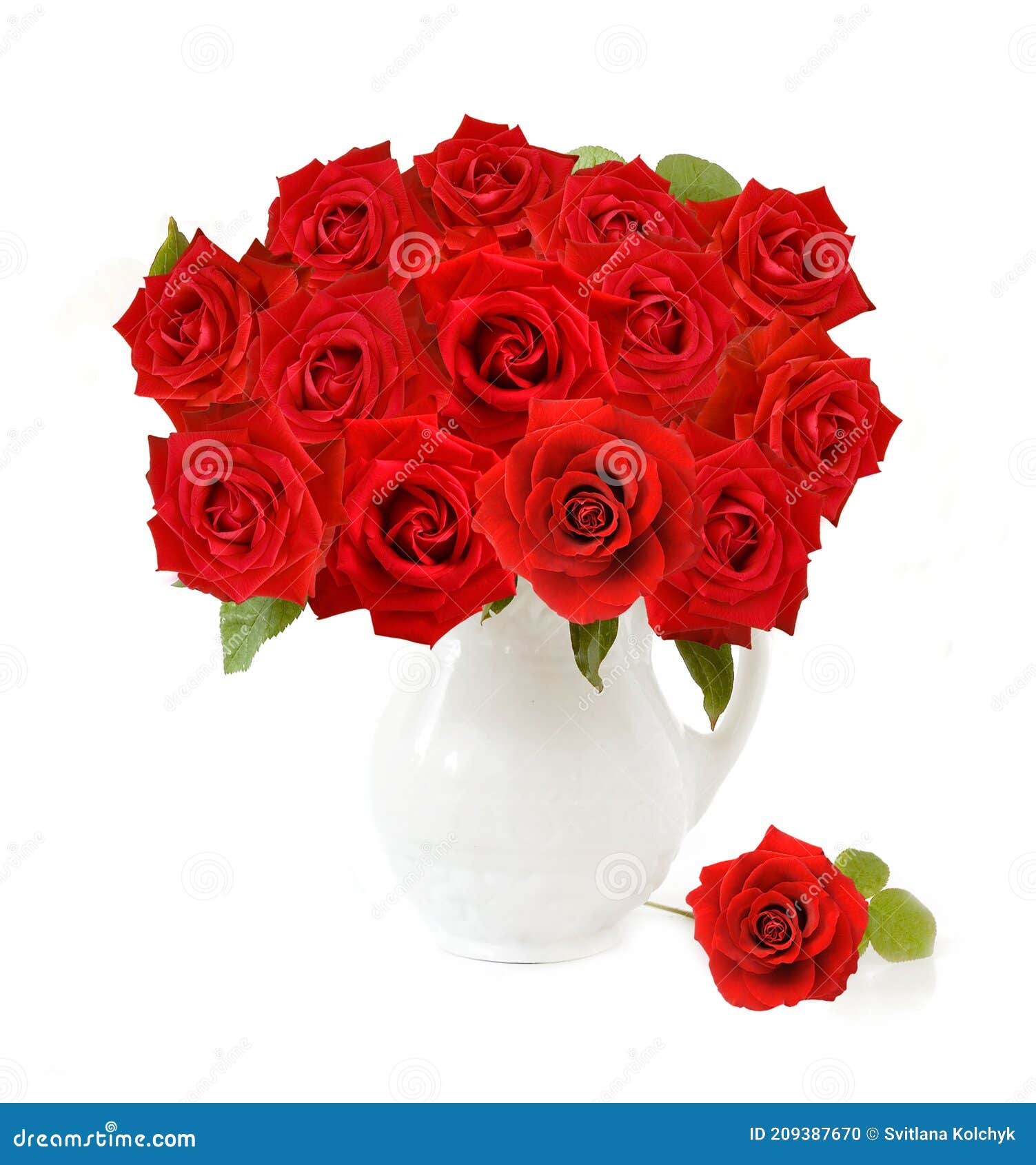 Huge Roses Bouquet in Vase on White Stock Photo - Image of bunch ...