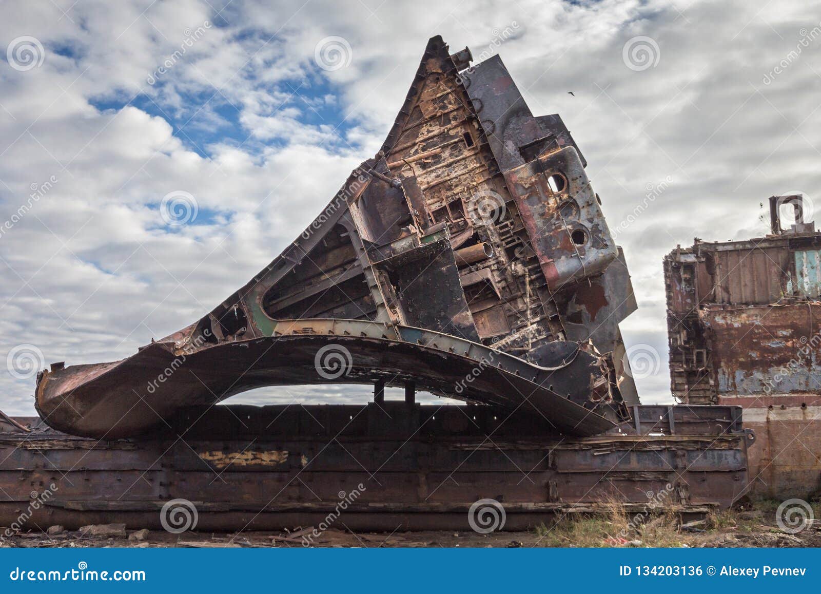 Huge Rusty Pieces of Decommissioned Marine Ship. Stock Photo - Image of ...