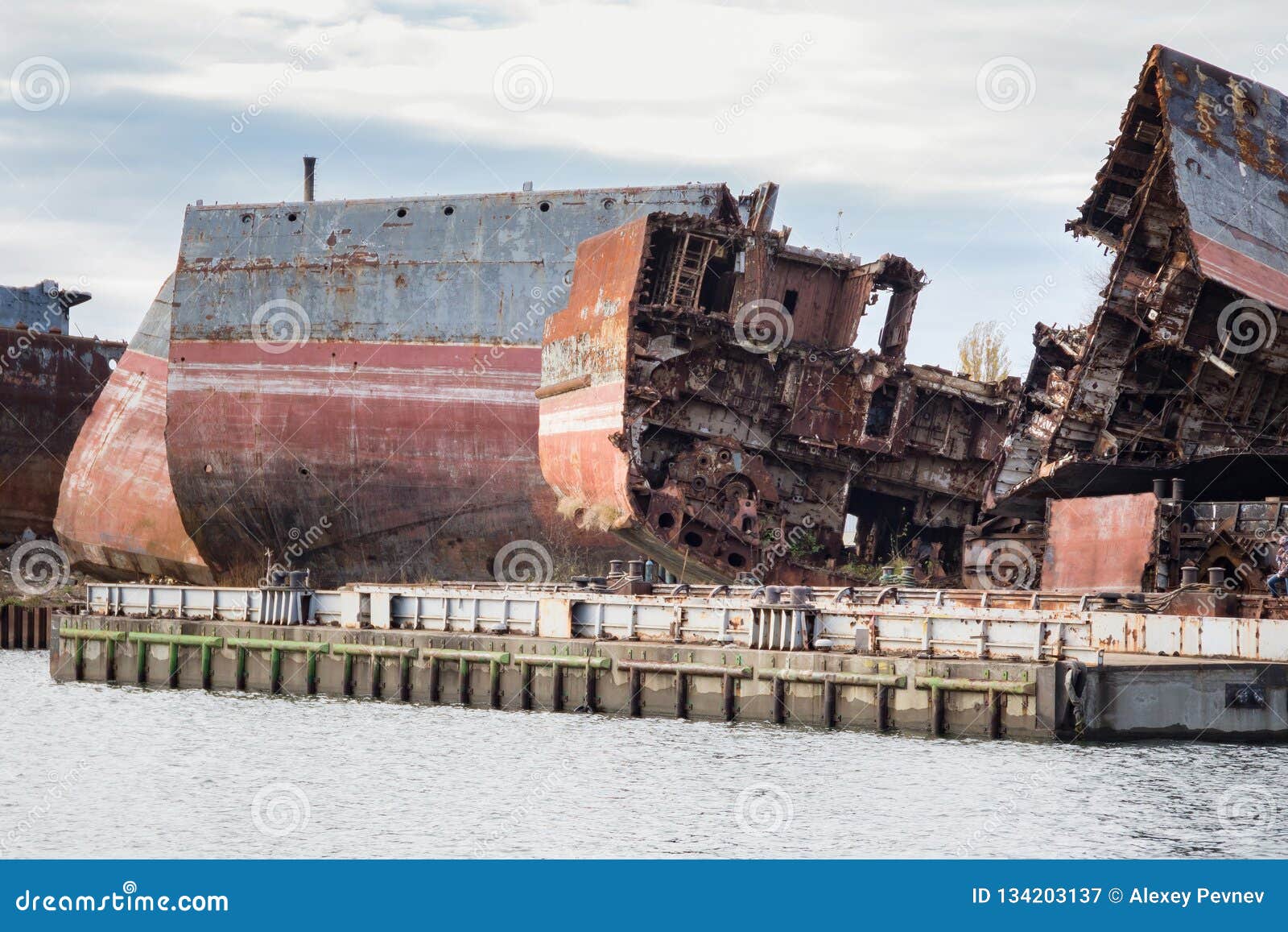 Huge Rusty Pieces of Decommissioned Marine Ship. Stock Image - Image of ...