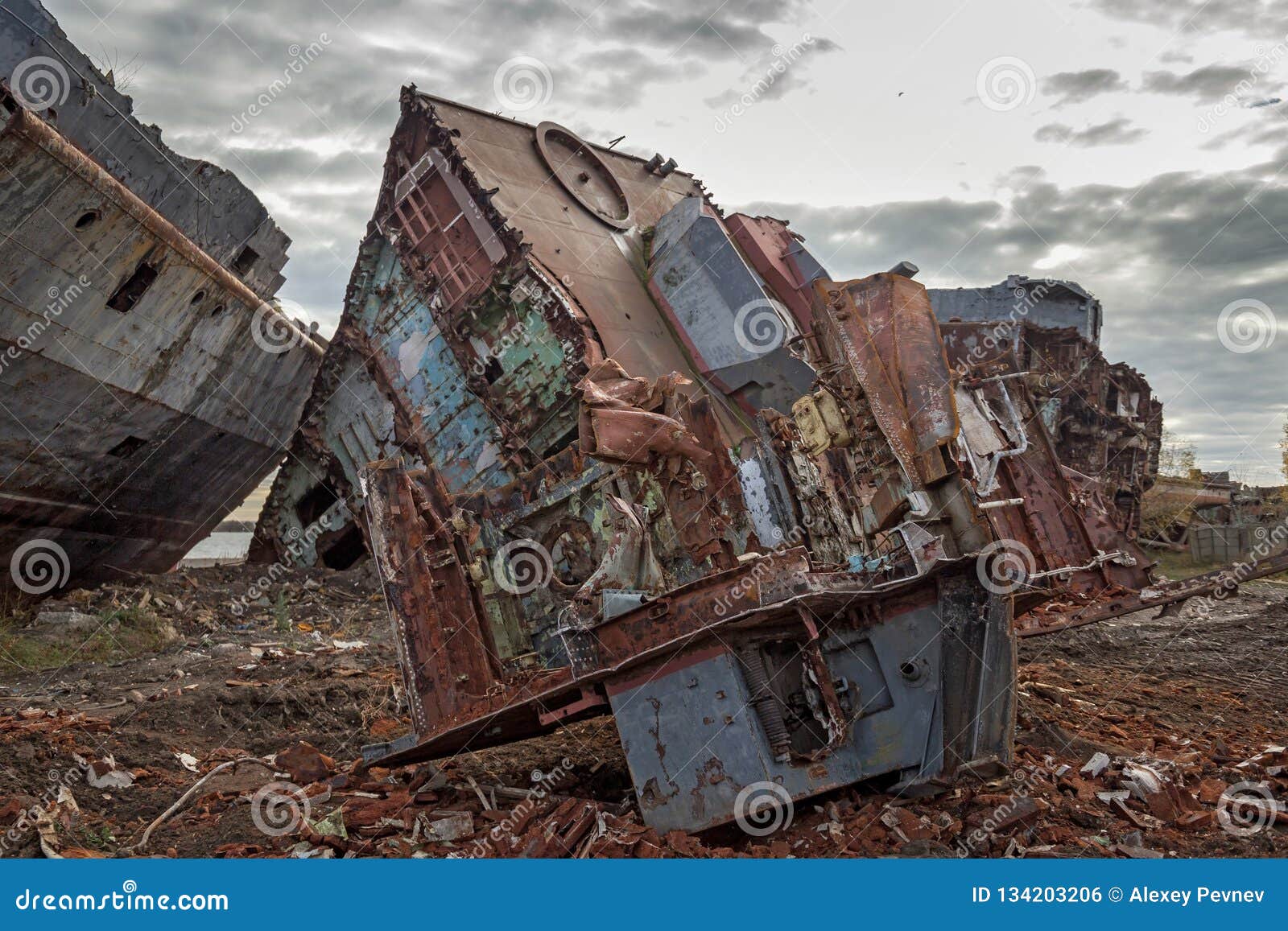 Huge Rusty Pieces of Decommissioned Marine Ship. Stock Photo - Image of ...