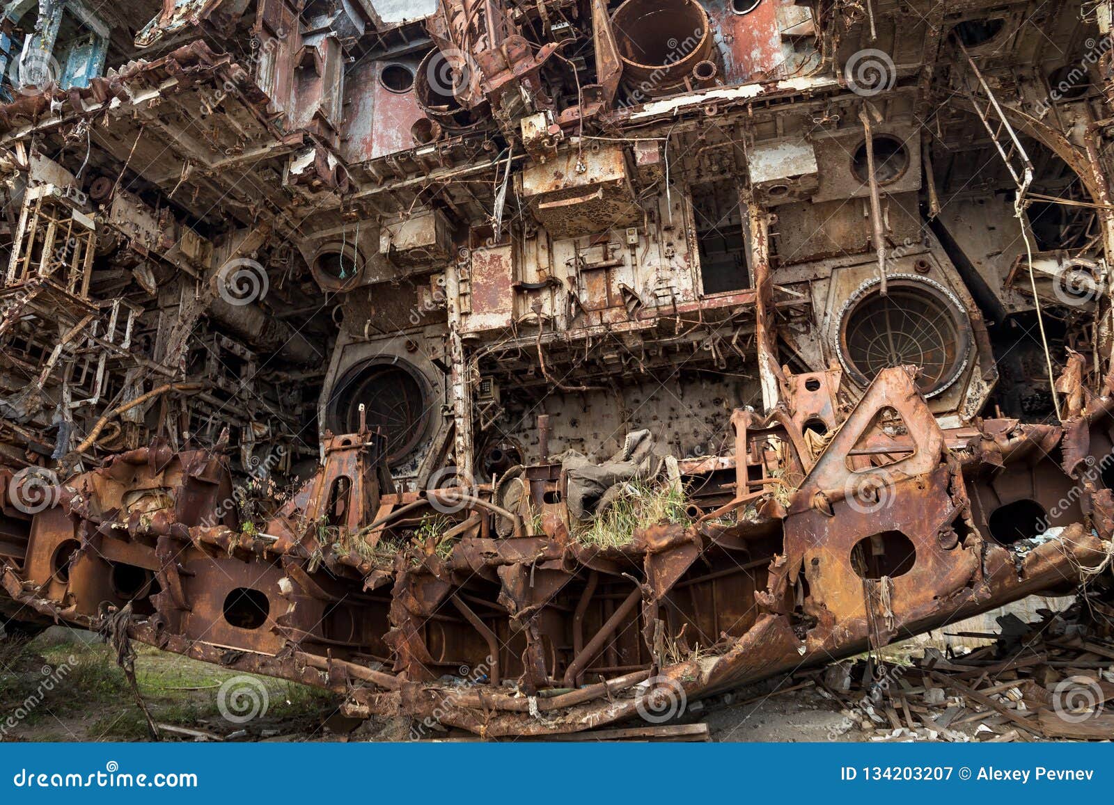Huge Rusty Pieces of Decommissioned Marine Ship. Stock Image - Image of ...
