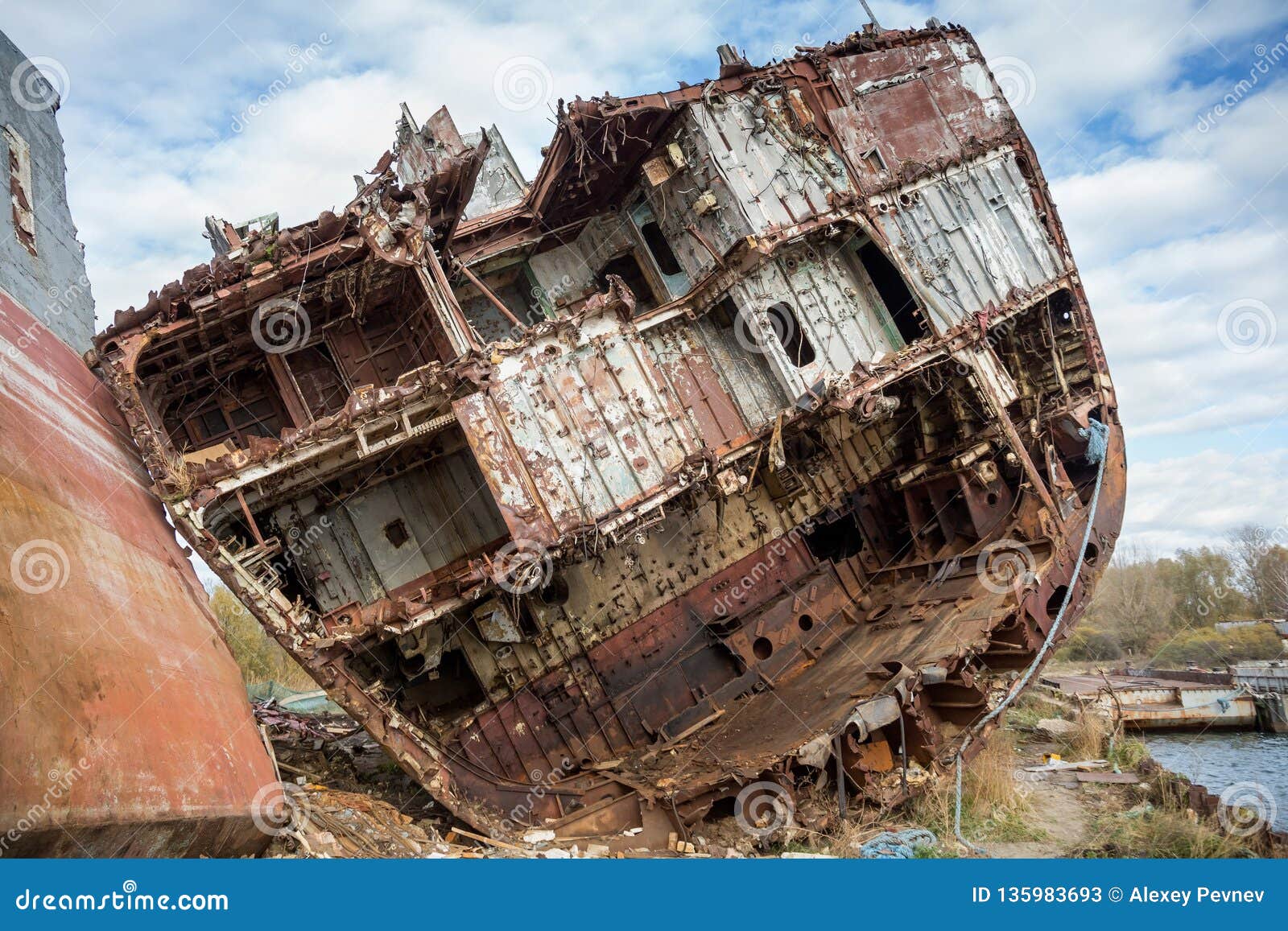 Huge Rusty Pieces of Decommissioned Marine Ship. Stock Image - Image of ...