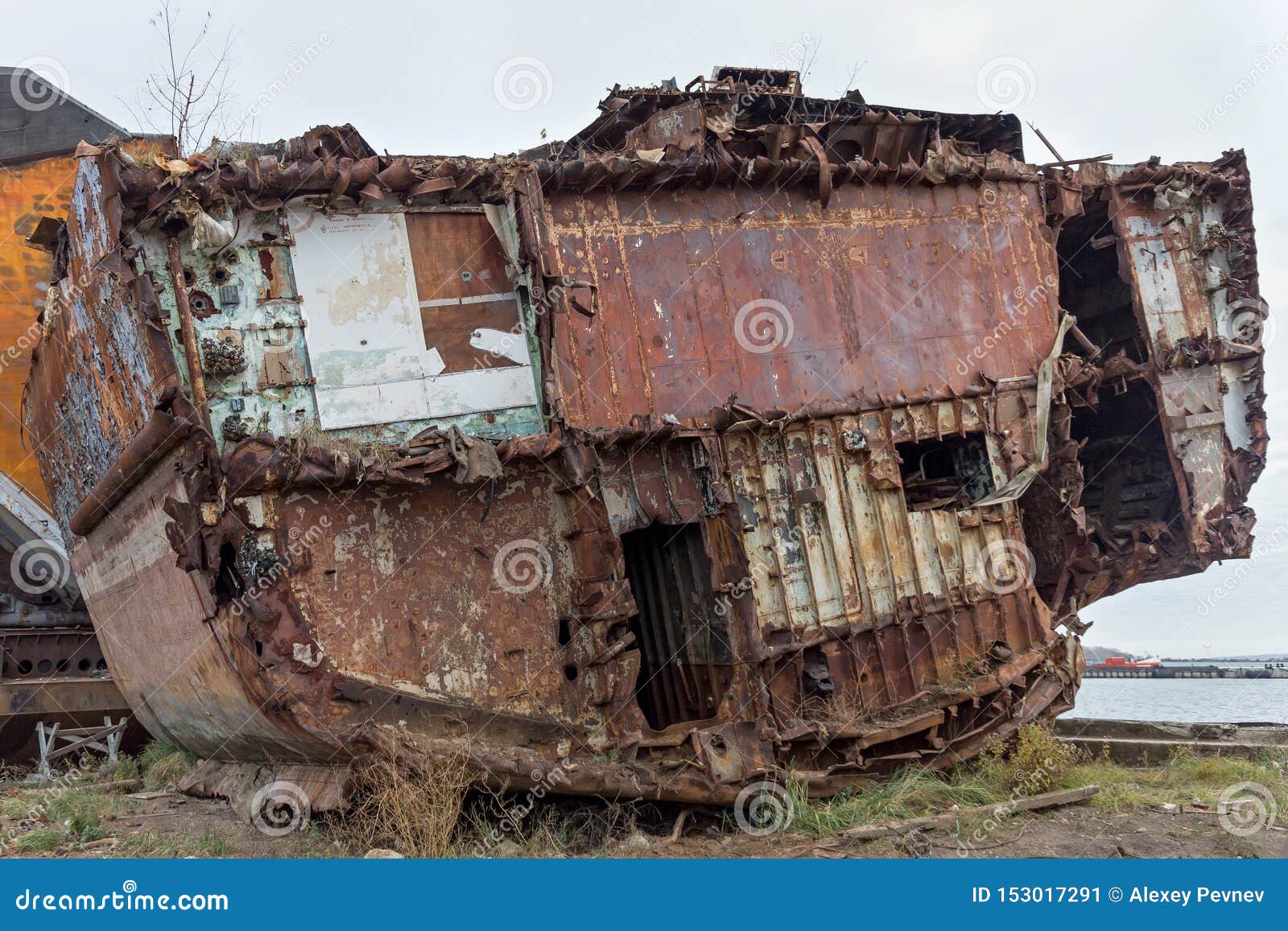 Huge Rusty Pieces Of Decommissioned Marine Ship. Royalty-Free Stock ...