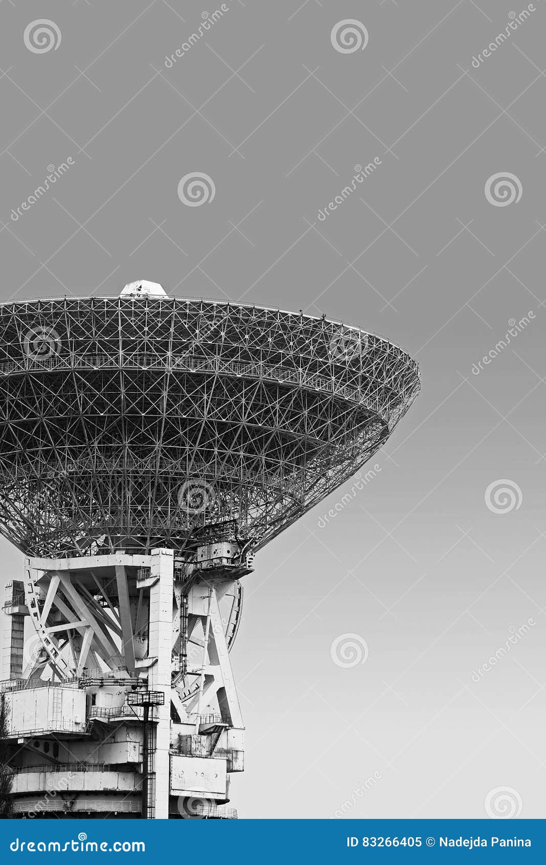Huge Satellite Dish. Monochrome Stock Image - Image of communication ...
