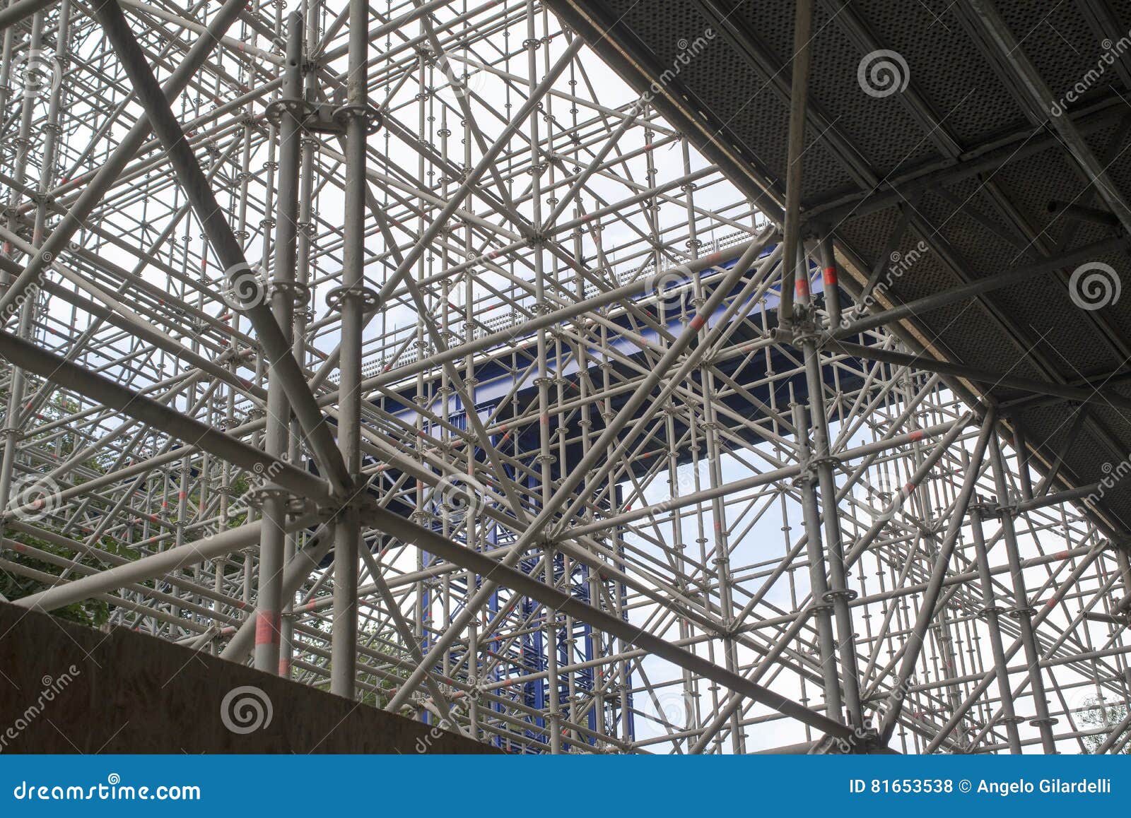 Huge Scaffolding for a Bridge Stock Photo - Image of project, structure ...