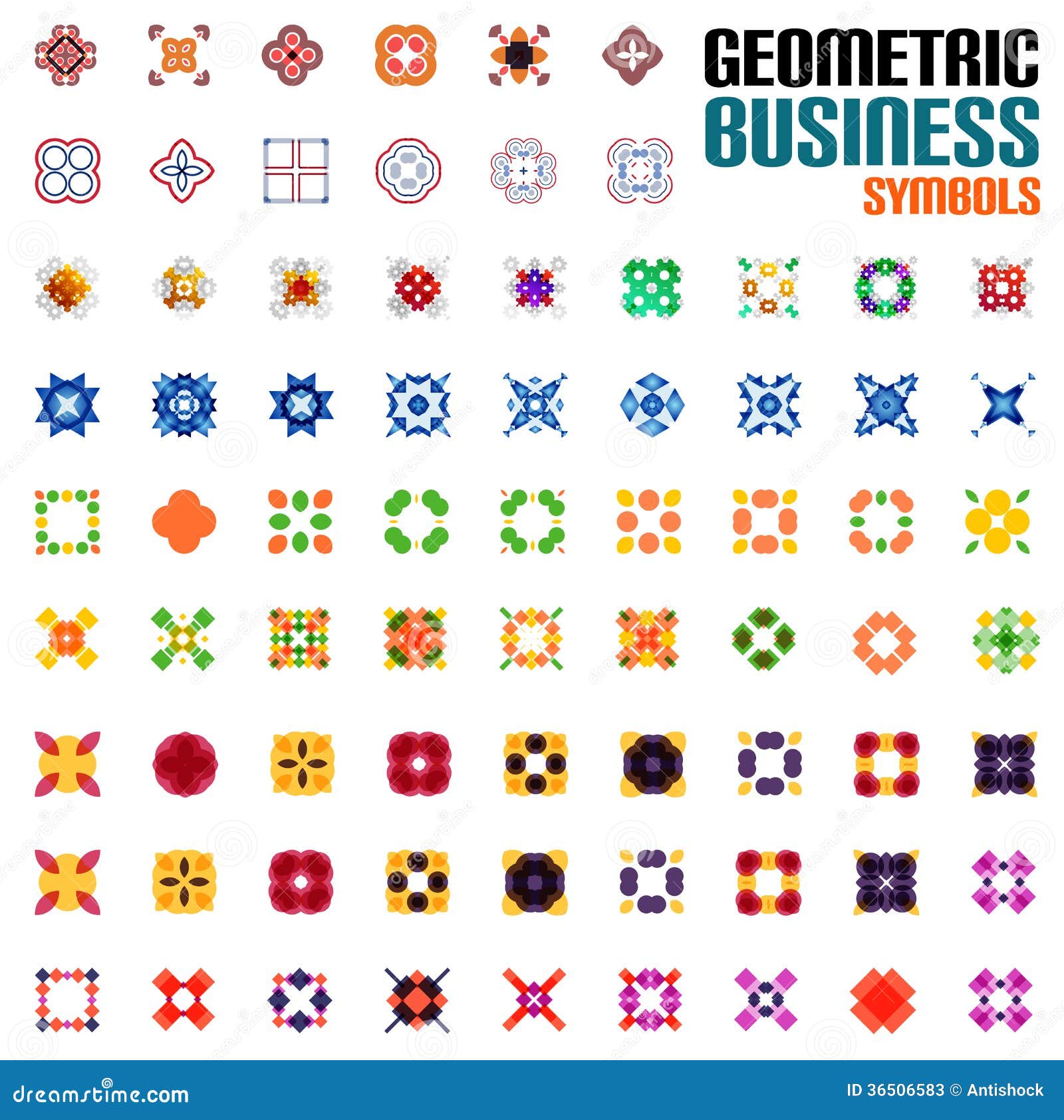 Huge Set Of Business Symbols - Geometric Shapes Cartoon Vector ...
