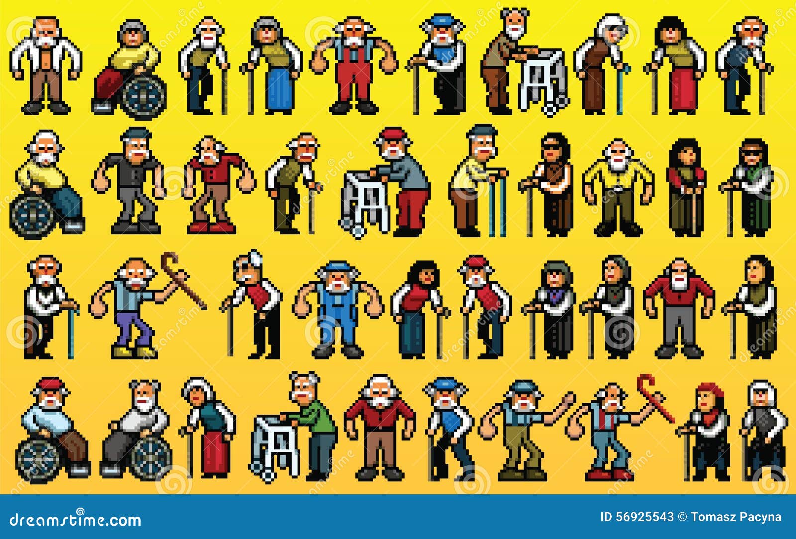 Grandmother Pixel Art. Granny Pixelated. Old Lady Old Game Graphics. 8 ...