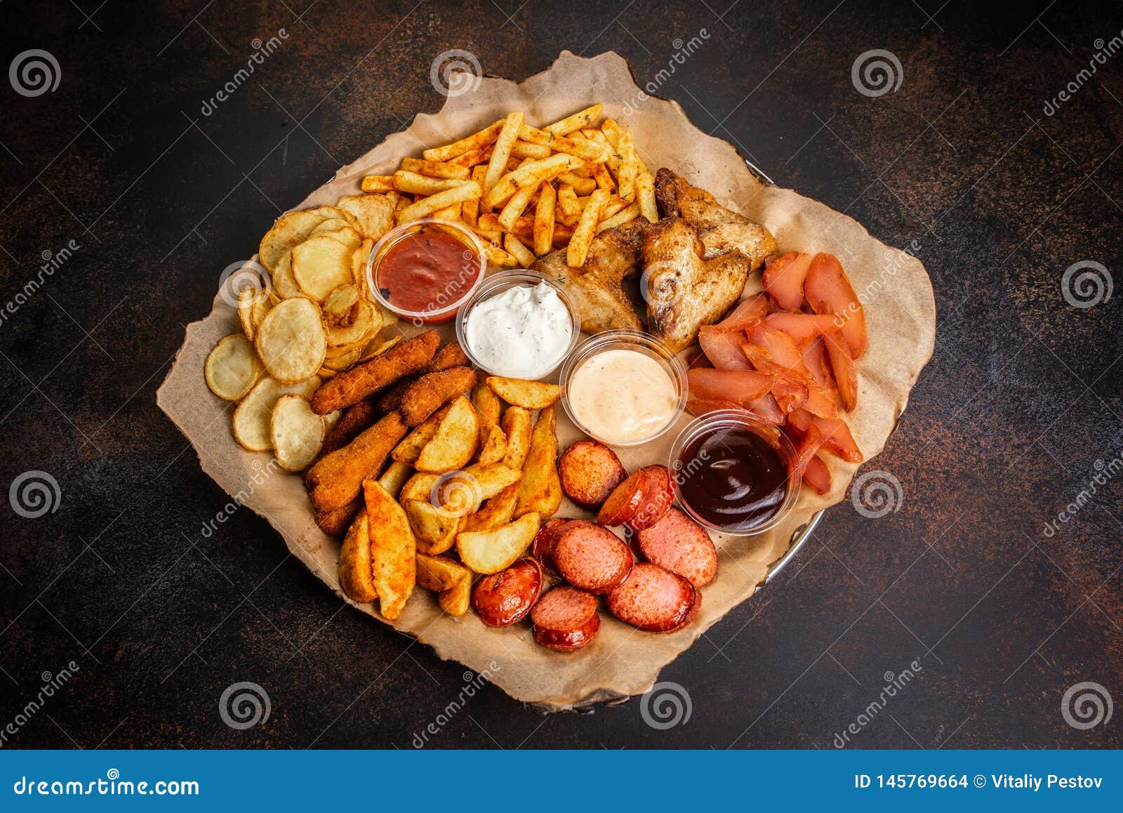A Huge Set of Snacks for Beer. Stock Photo - Image of garlic, chips ...