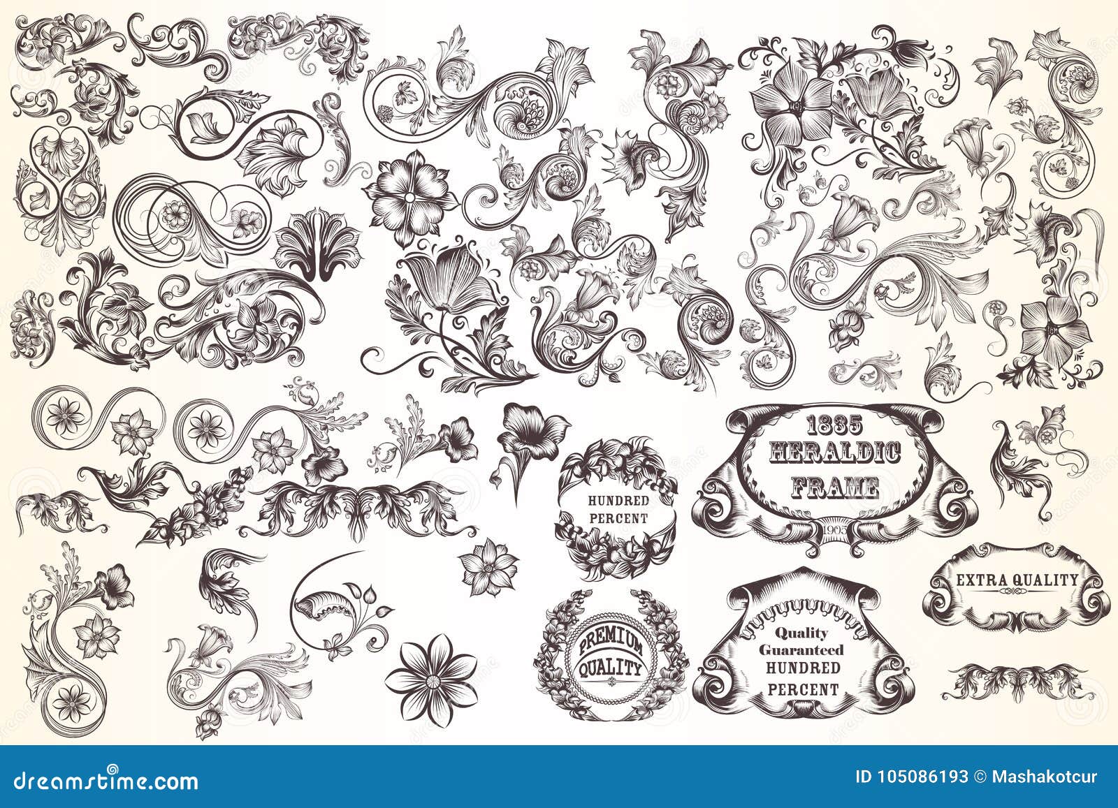 Huge Set of Vector Decorative Elements Stock Vector - Illustration of ...