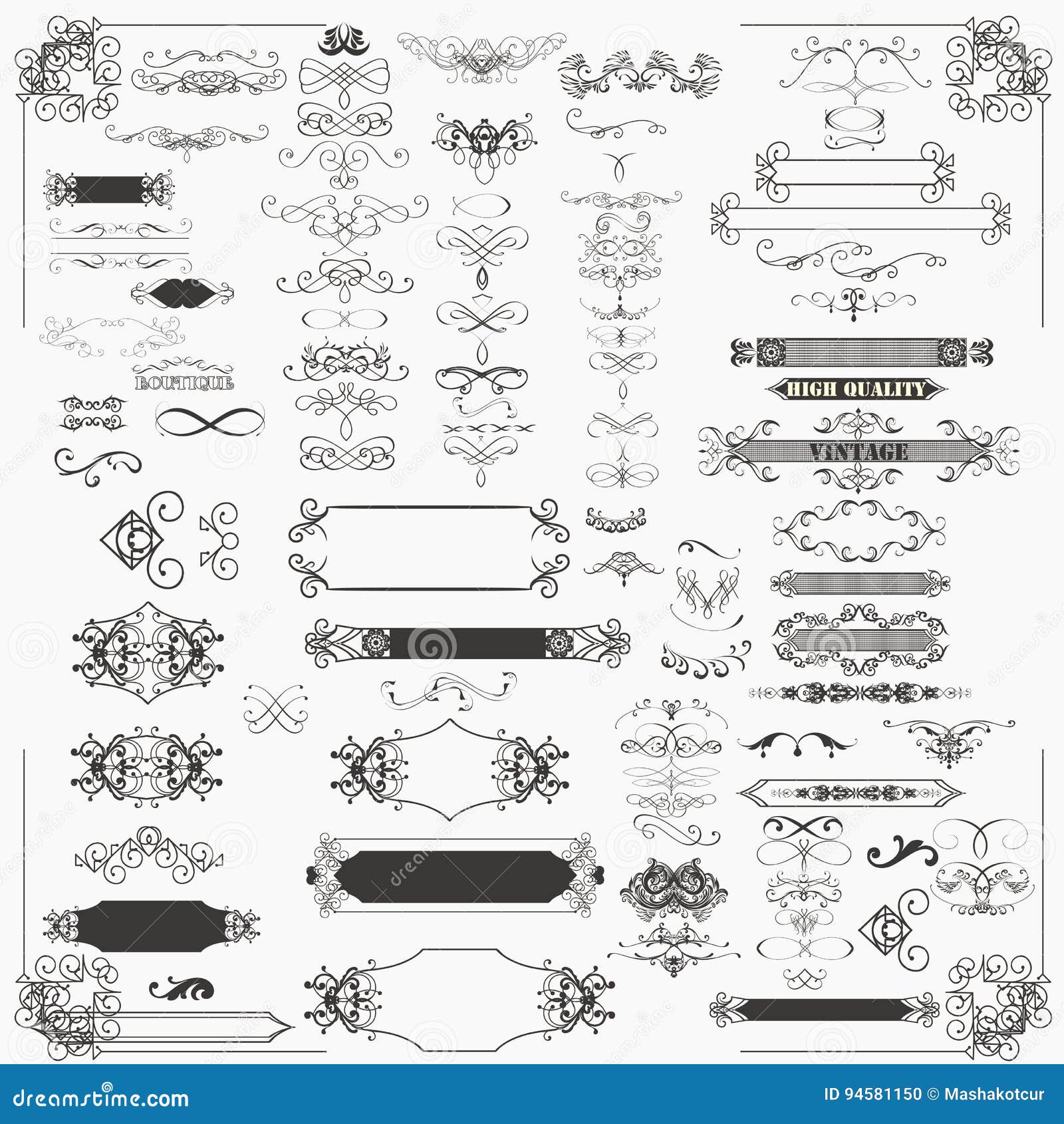 Huge Set of Vector Decorative Frame and Flourishes Stock Vector ...