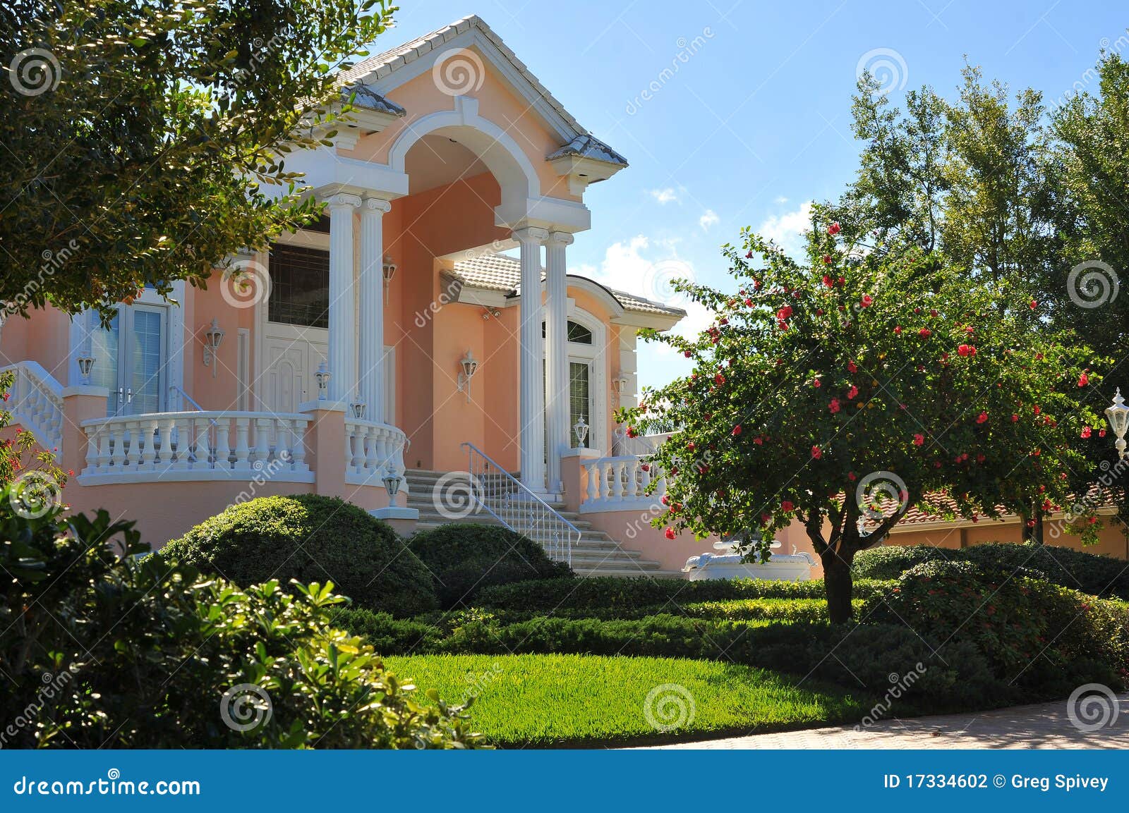 Huge Sideview of Mansion Entryway Stock Photo - Image of large, gables ...