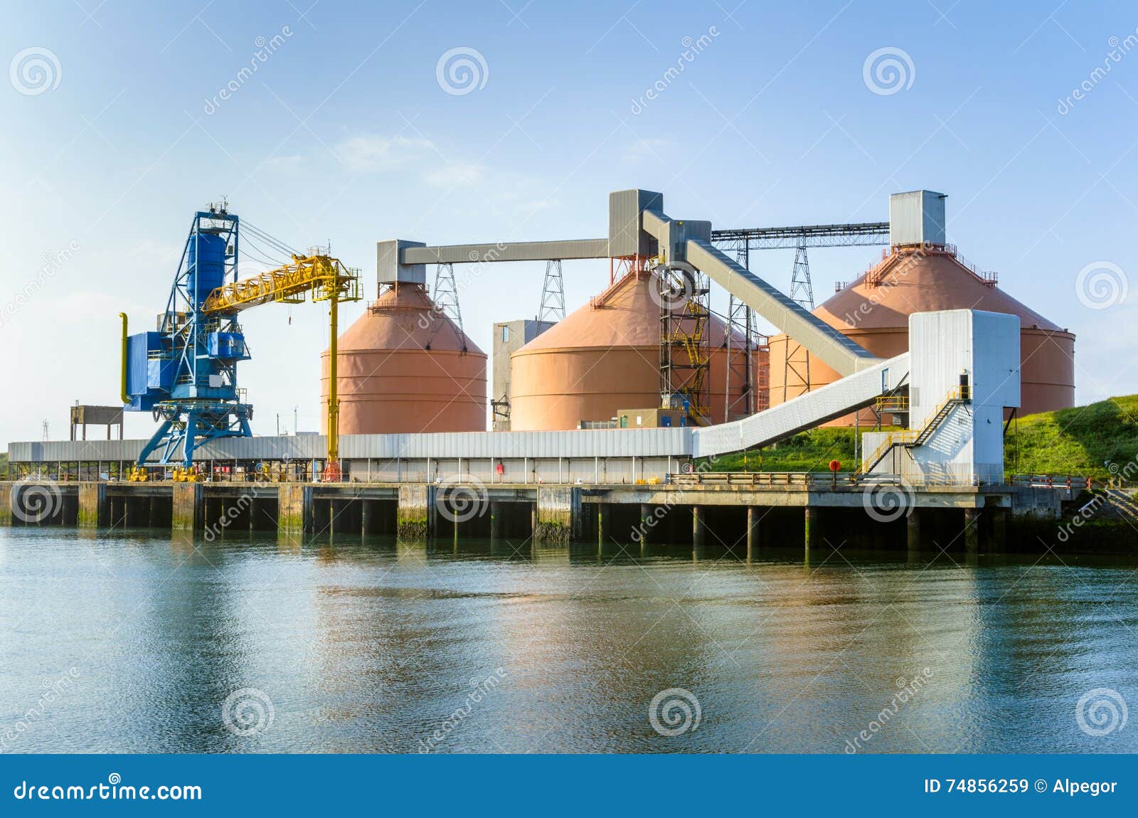 Huge Silos and Other Port Facilities Under Clear Sky Stock Image ...