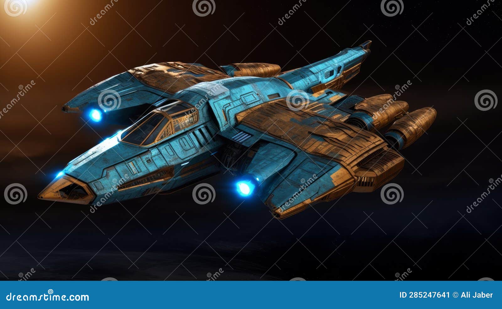 Huge Spaceship Flying in Space Stock Illustration - Illustration of ...