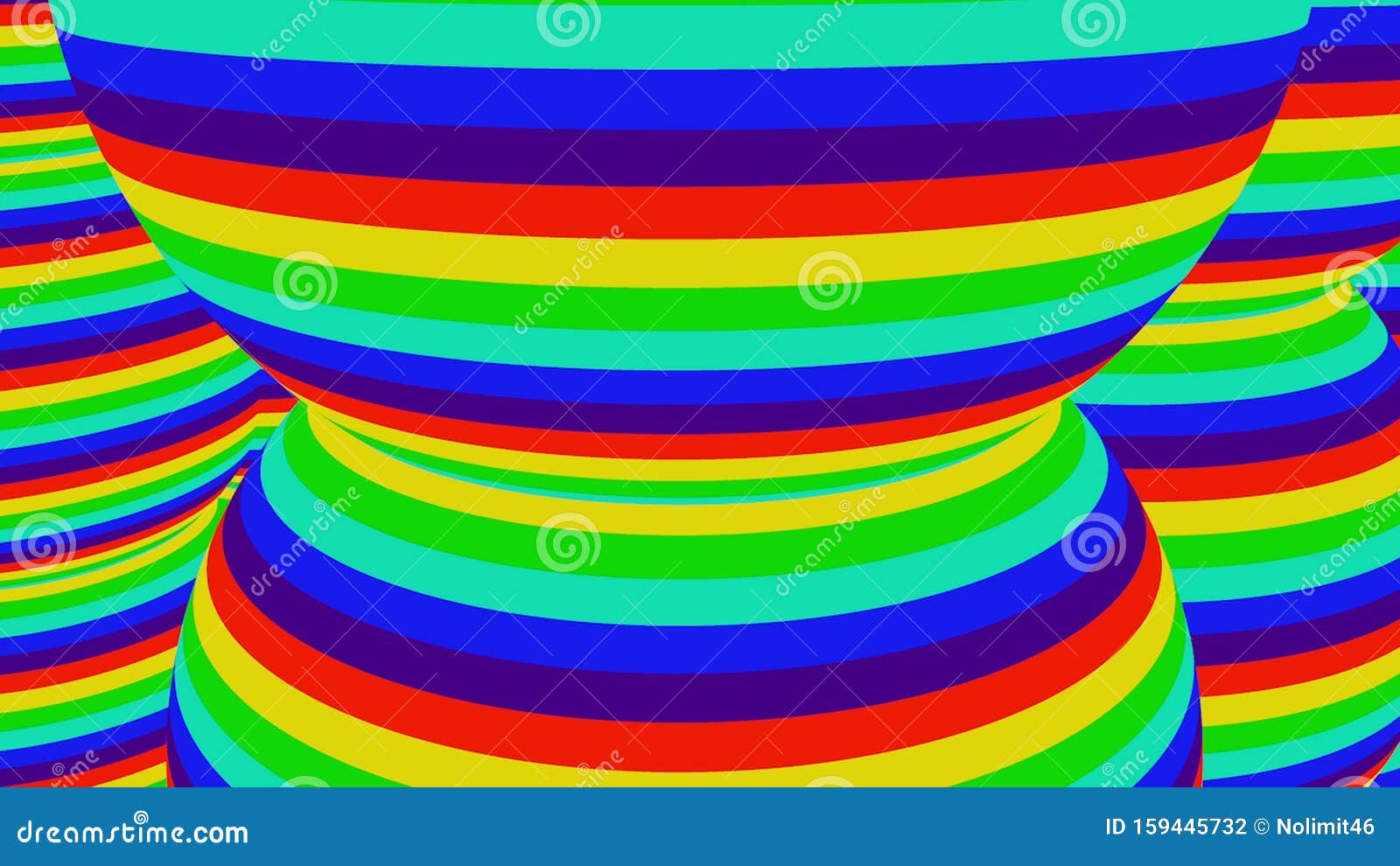 Big Spherical Shapes with Multi-colored Stripes. Computer Generated 3D ...