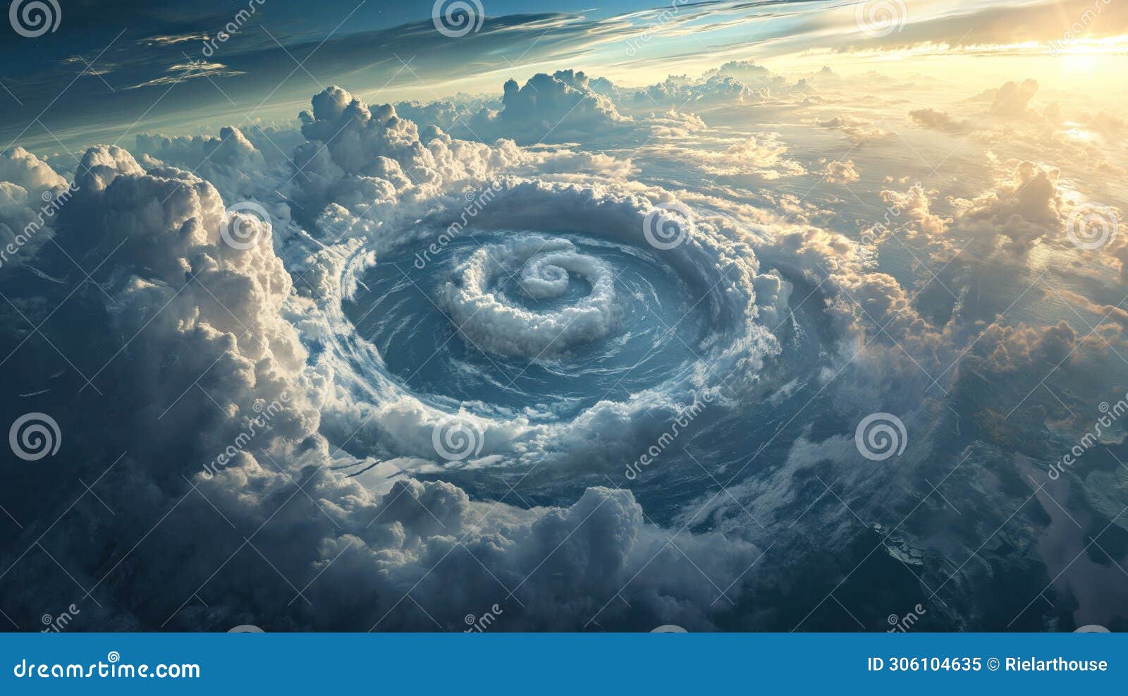 Huge Spiral Cloud Covering the Earth Stock Illustration - Illustration ...