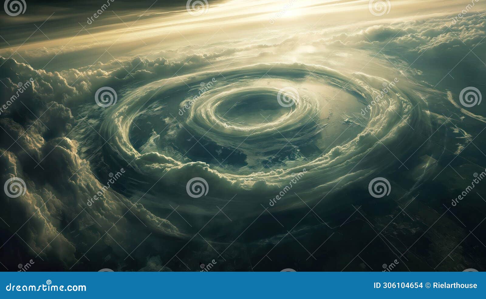 Huge Spiral Cloud Covering the Earth Stock Illustration - Illustration ...
