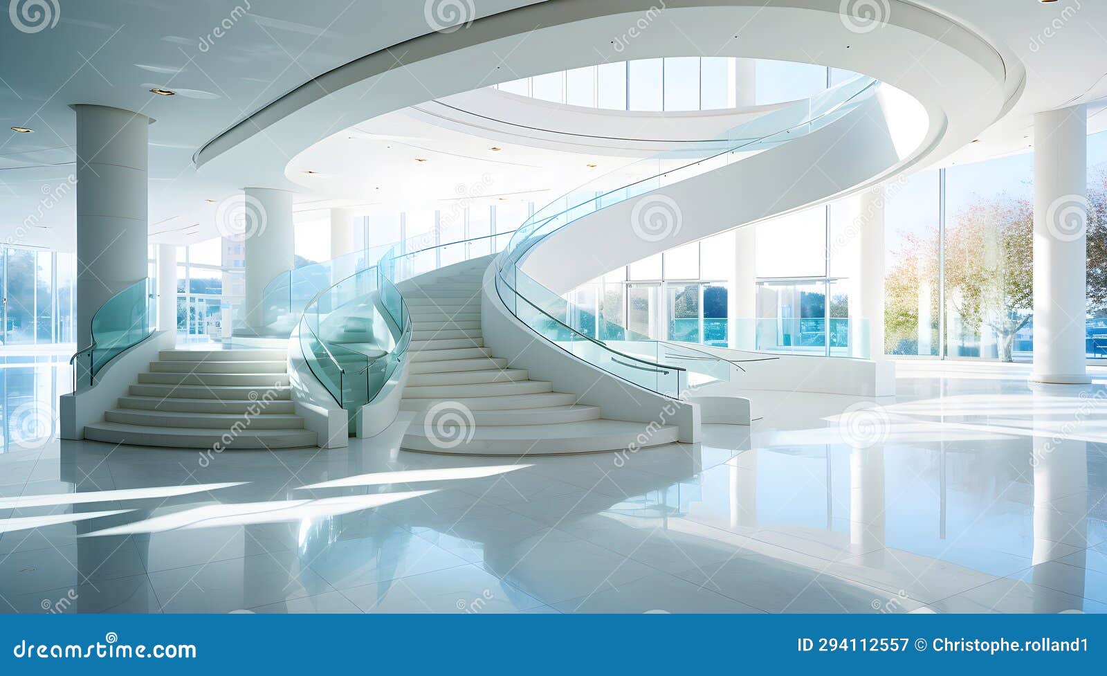 A Huge Spiral Staircase in a Modern Building - Architectural Design ...