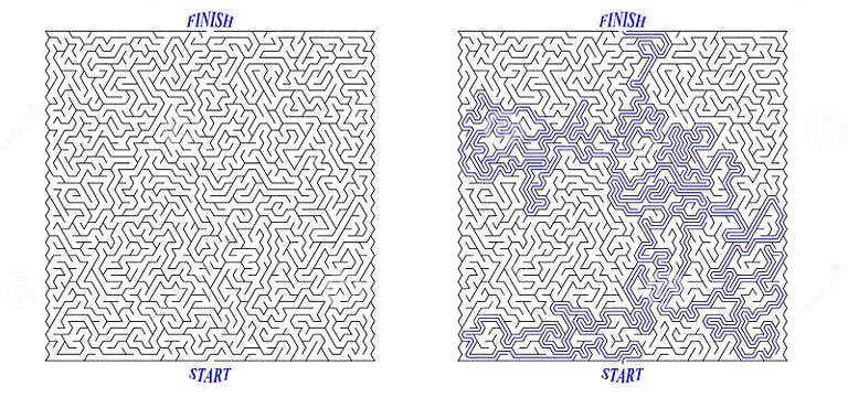 Huge Square Labyrinth with Triangular Cell. Maze of High Complexity ...