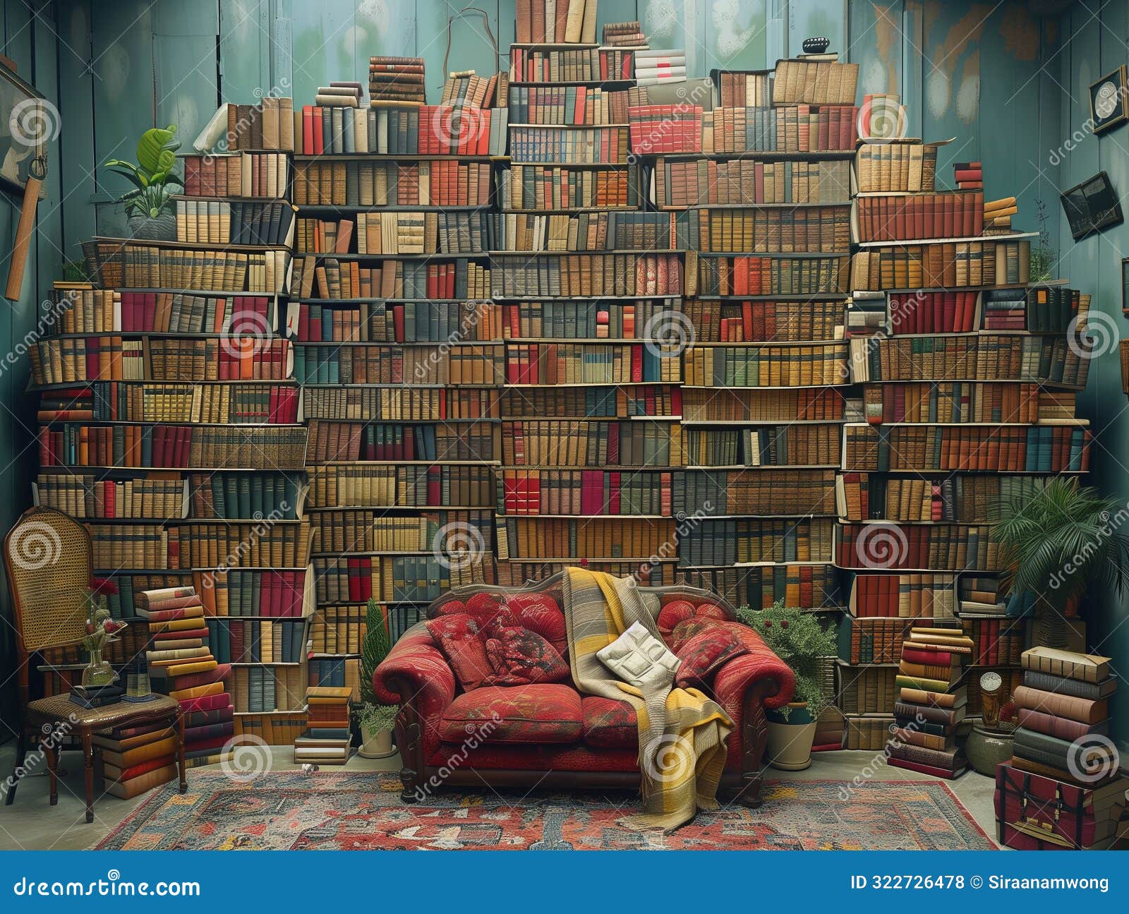 Huge Stack of Books in Room. by Generative Ai Stock Illustration ...