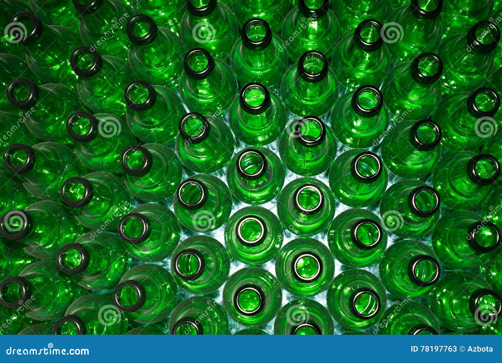 Huge Stack of Empty Glass Bottles on Blue Table Stock Image - Image of ...