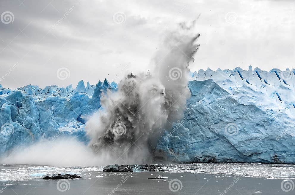 Huge Stack of Ice Collapsing in Patagonia Stock Image - Image of ...