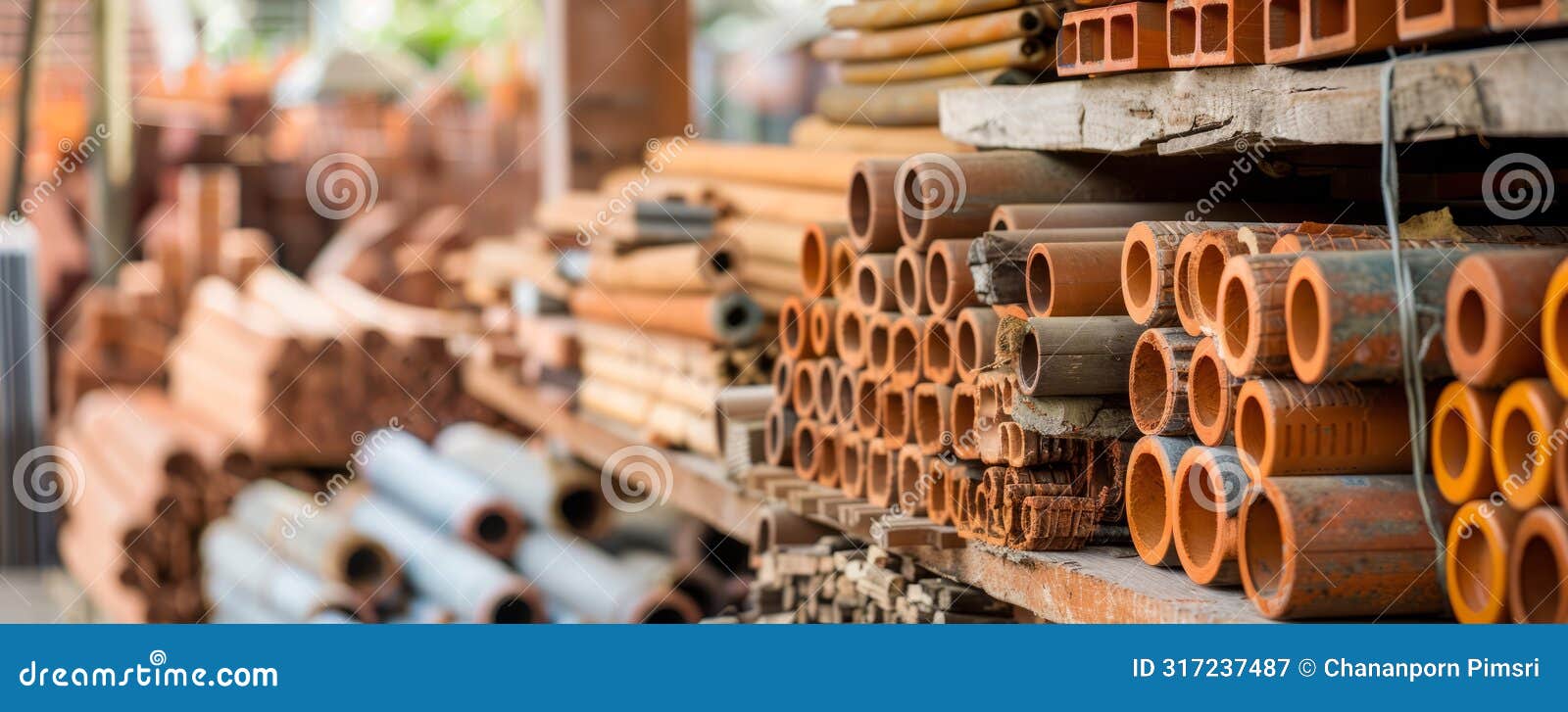 Huge Stack of New Sewage Pipes of Various Diameters at a Construction ...