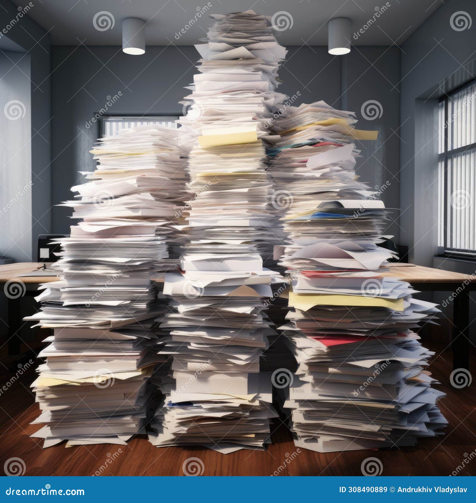 Huge Stack of Paperwork on Desk Stock Illustration - Illustration of ...