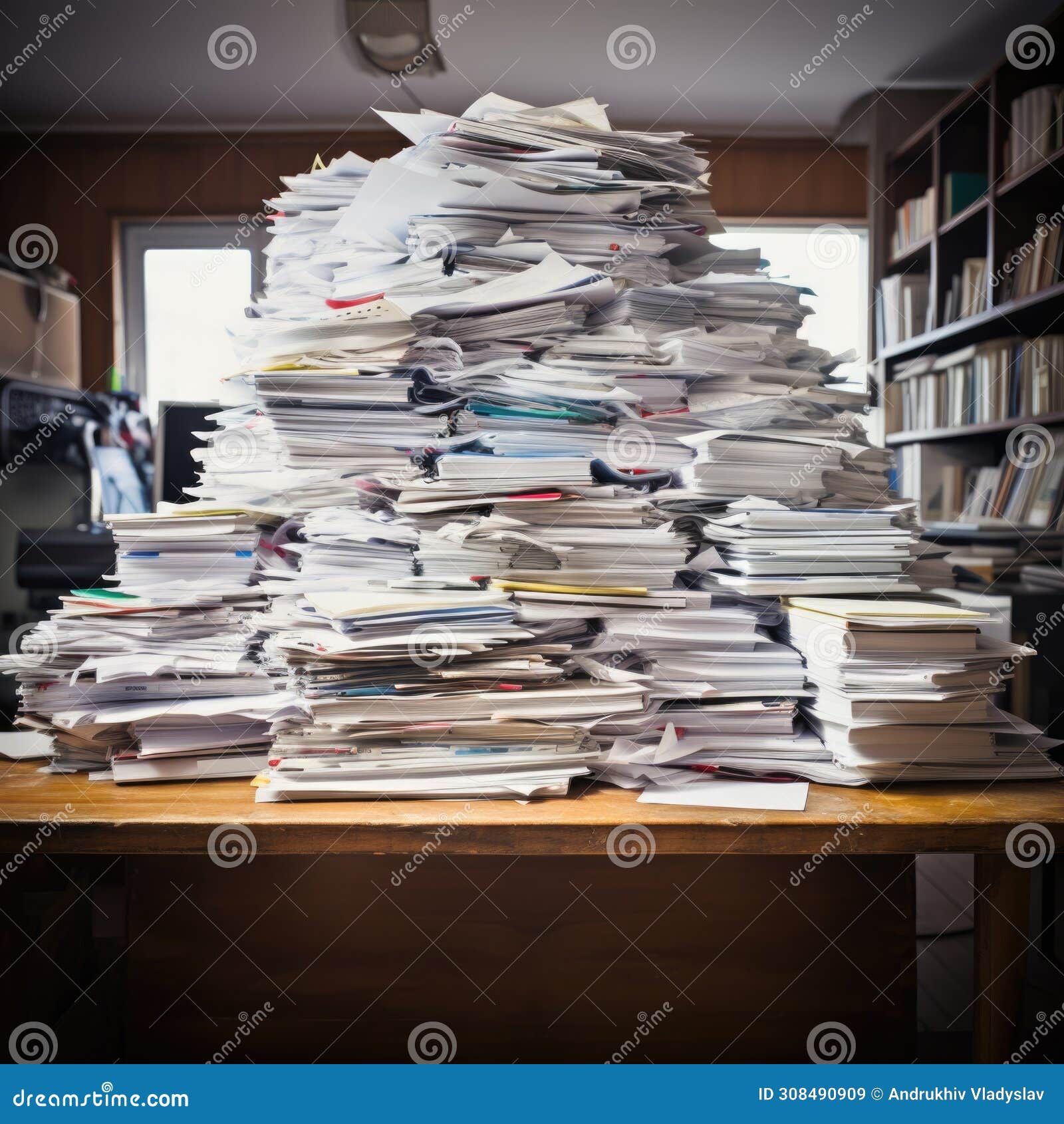 Huge Stack of Paperwork on Desk Stock Illustration - Illustration of ...