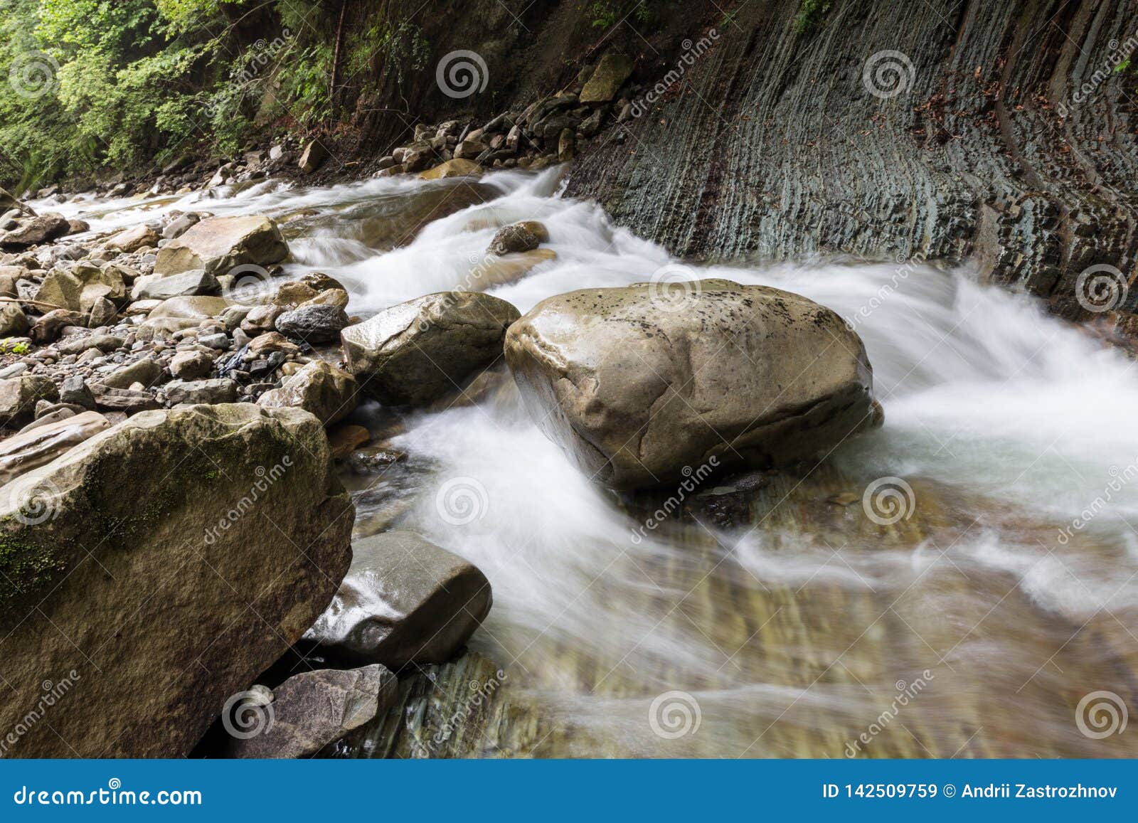 The Huge Stone Lying in the River. Vibrant Water Stock Image - Image of ...