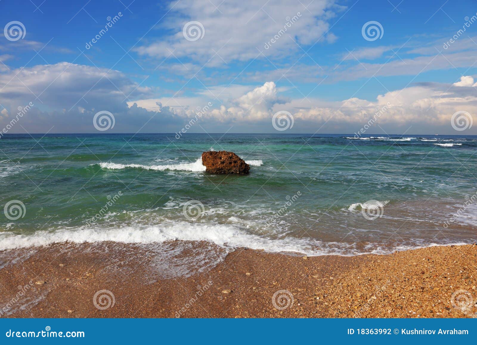 Huge stone in surf waves stock photo. Image of blue, travel - 18363992