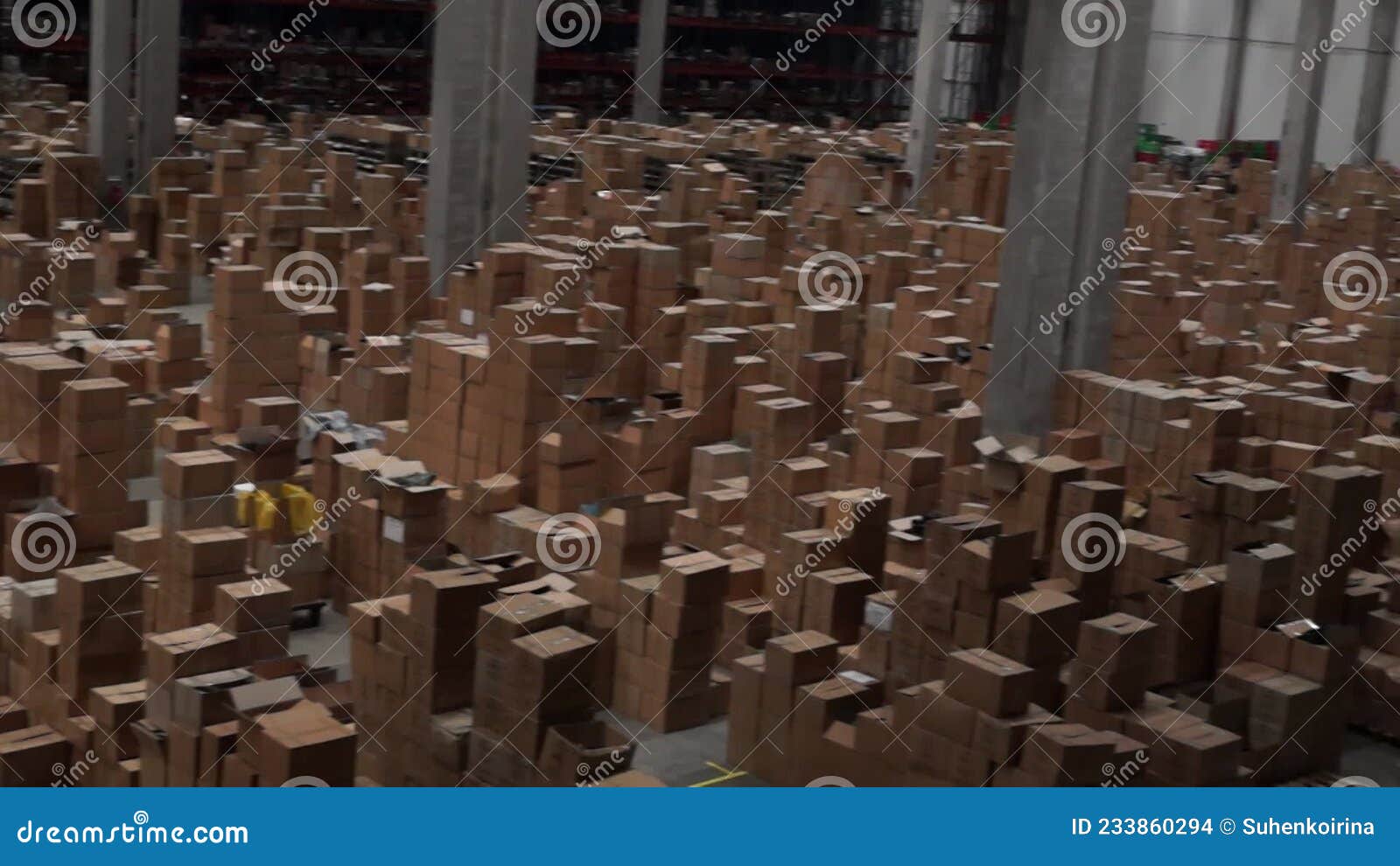 Huge Storage with Boxes. Hangar for Storage of Things of Industrial ...